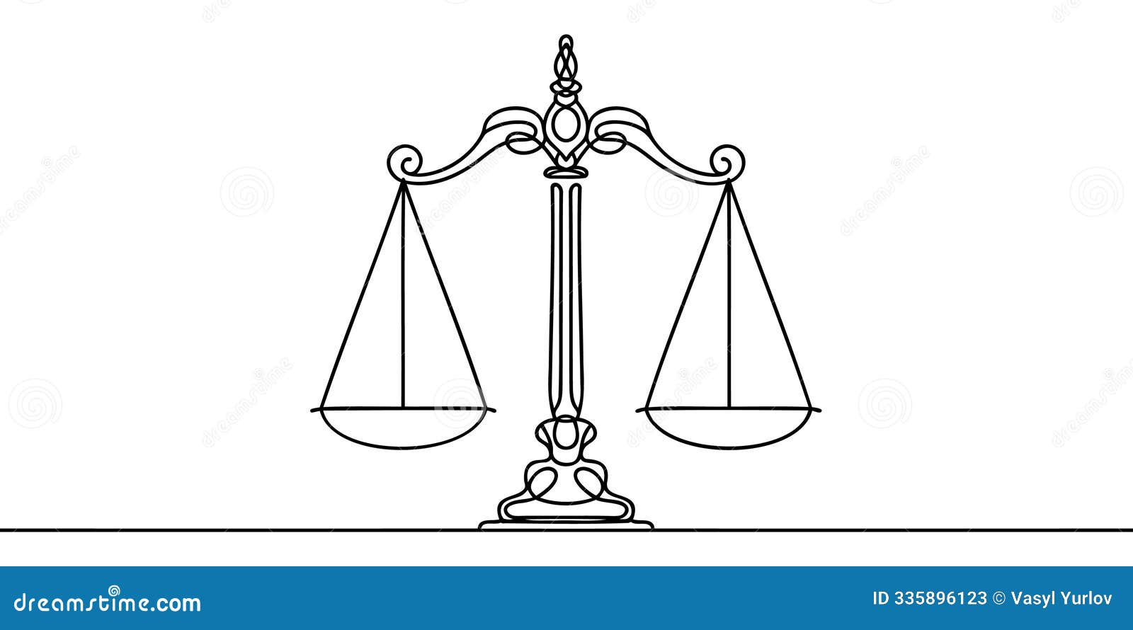 Judicial Scales on White Background. Continuous One Line Drawing Stock ...