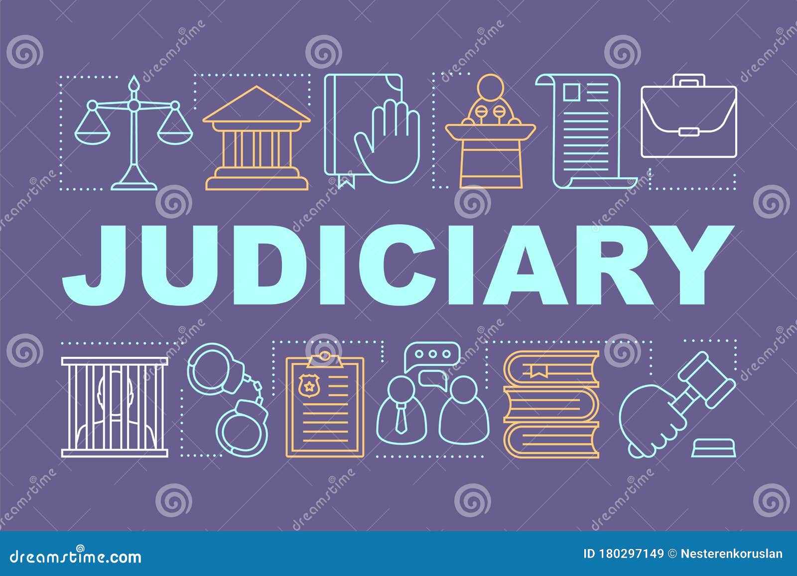 Judiciary Word Concepts Banner Judicial System Criminal Court Presentation Website Offender