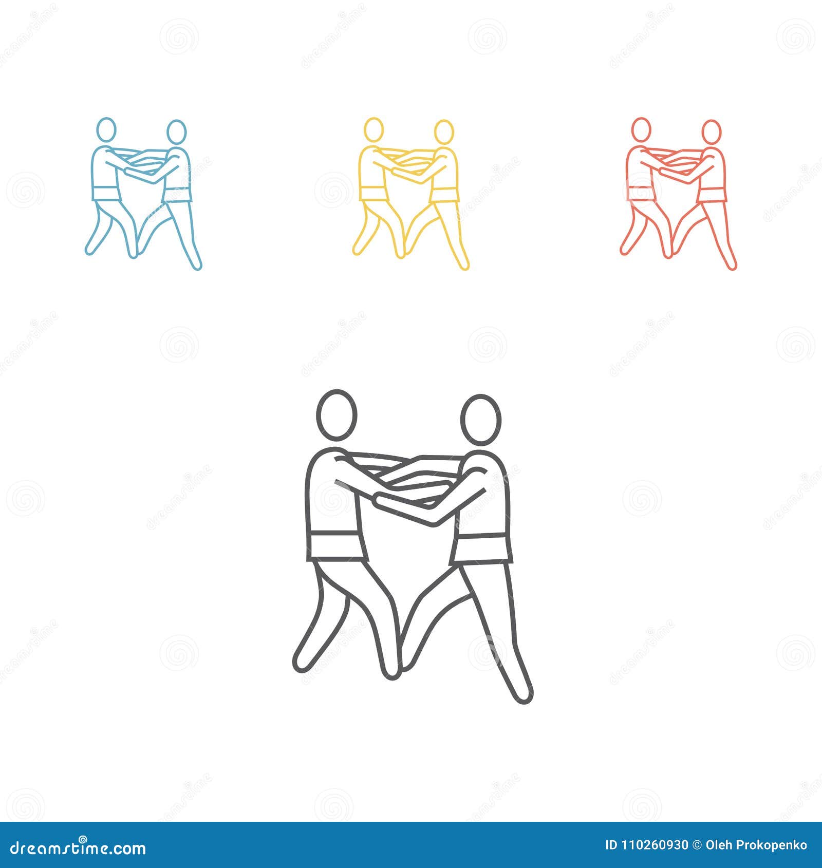 Judo fighters line icon. stock vector. Illustration of karate - 110260930