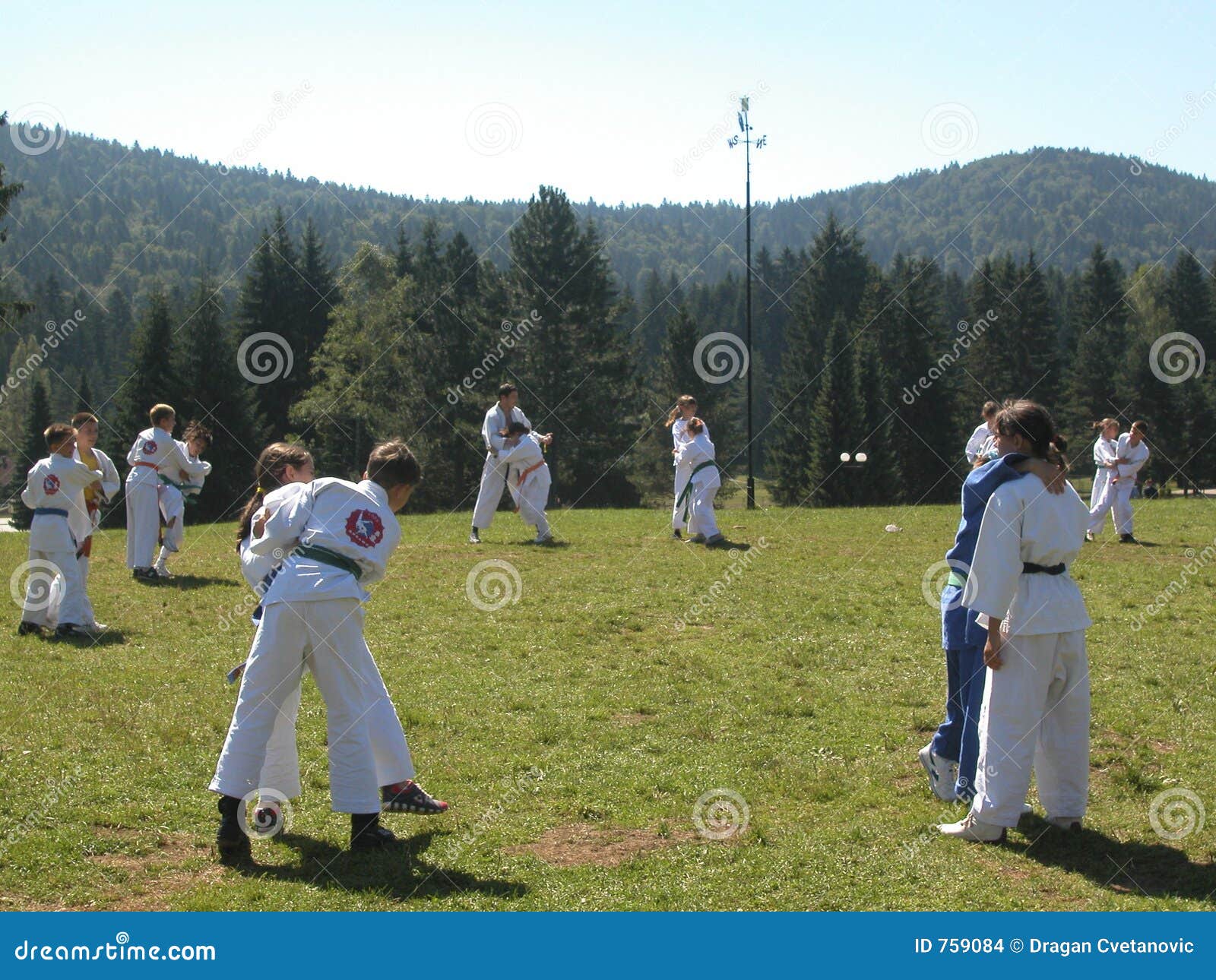Judo outdoors training stock photo. Image of girls, mountain - 759084