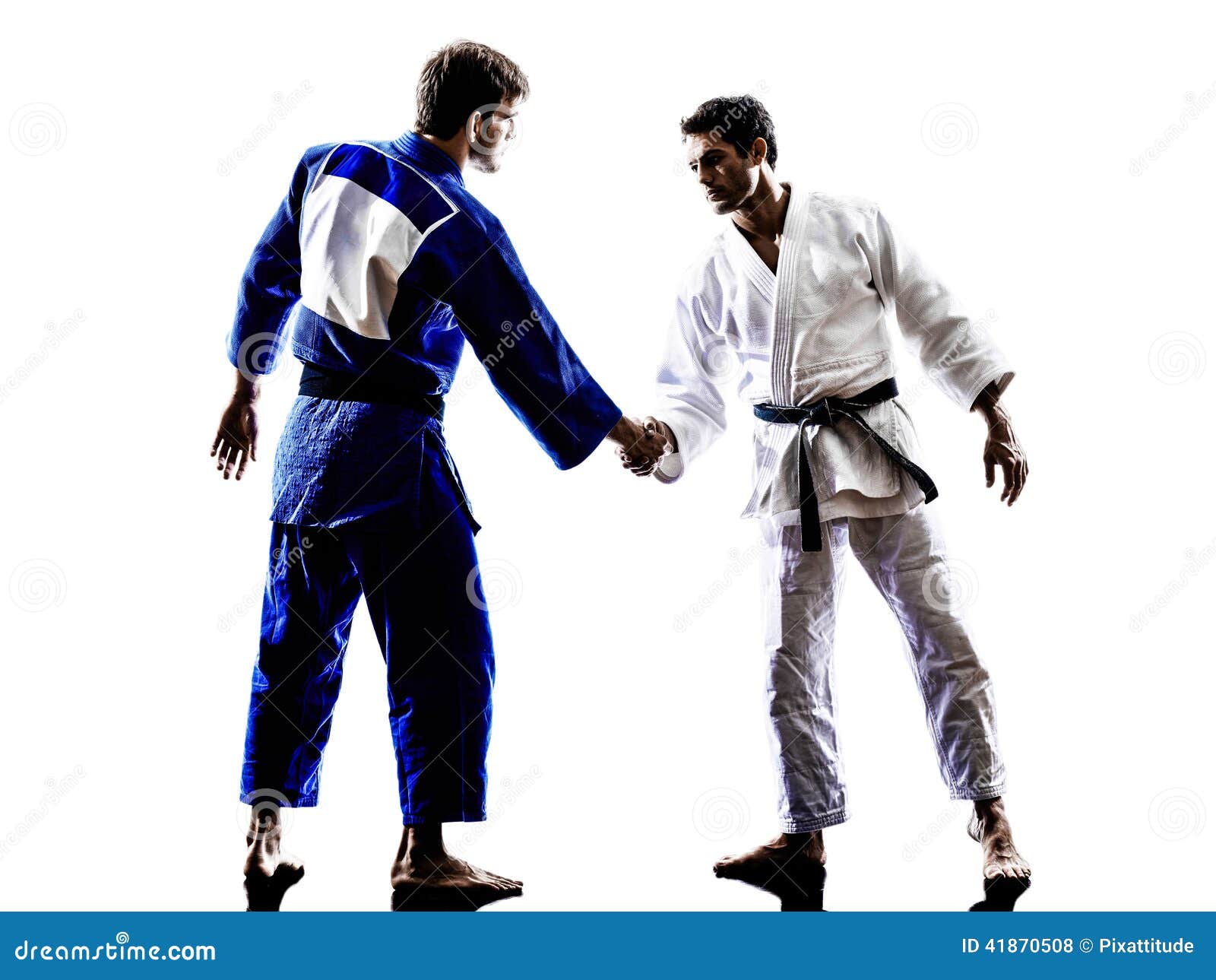 Judokas Fighters Fighting Handshake Men Silhouette Stock Photo - Image ...