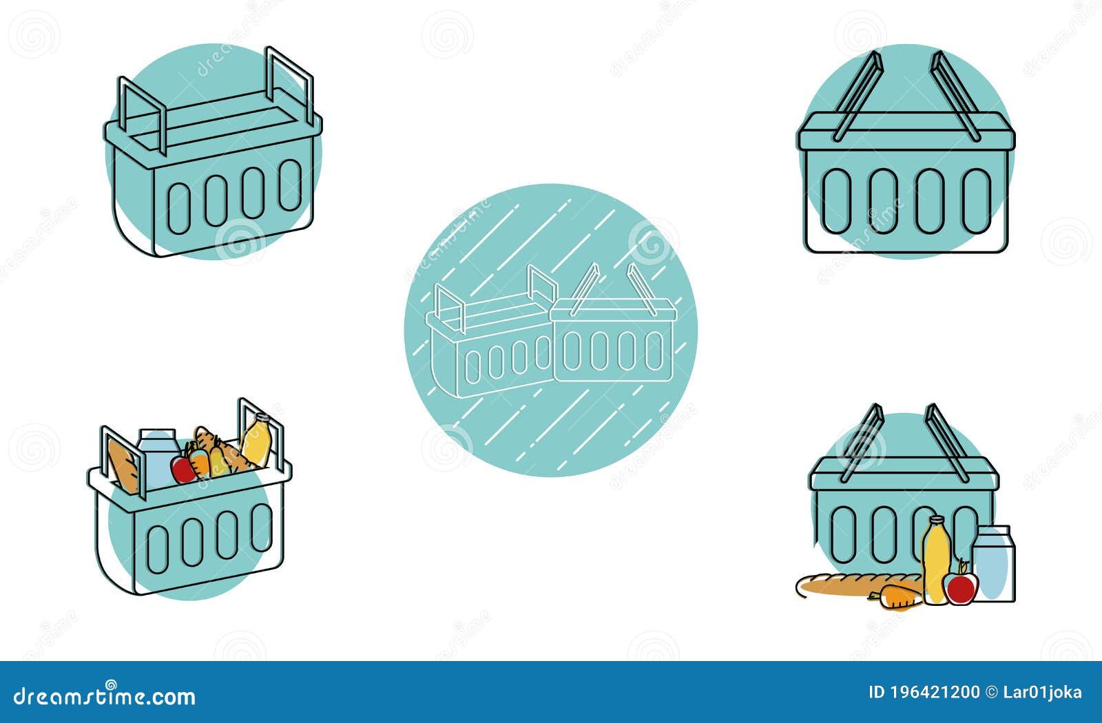 Juego de cestas de compras ilustración del vector. Ilustración de departamento - 196421200