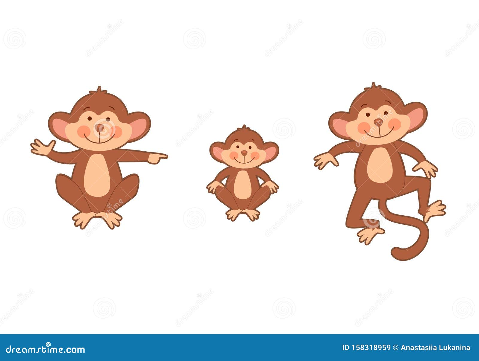 Juego de monos bonitos ilustración del vector. Ilustración de sentada ...