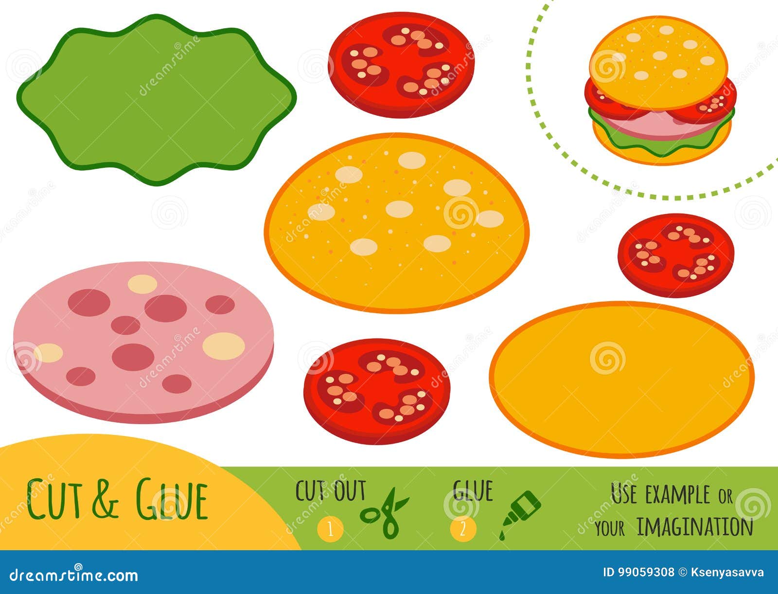 Juego De Papel Para Los Niños Hamburguesa De La Educación Ilustración Del Vector Ilustración
