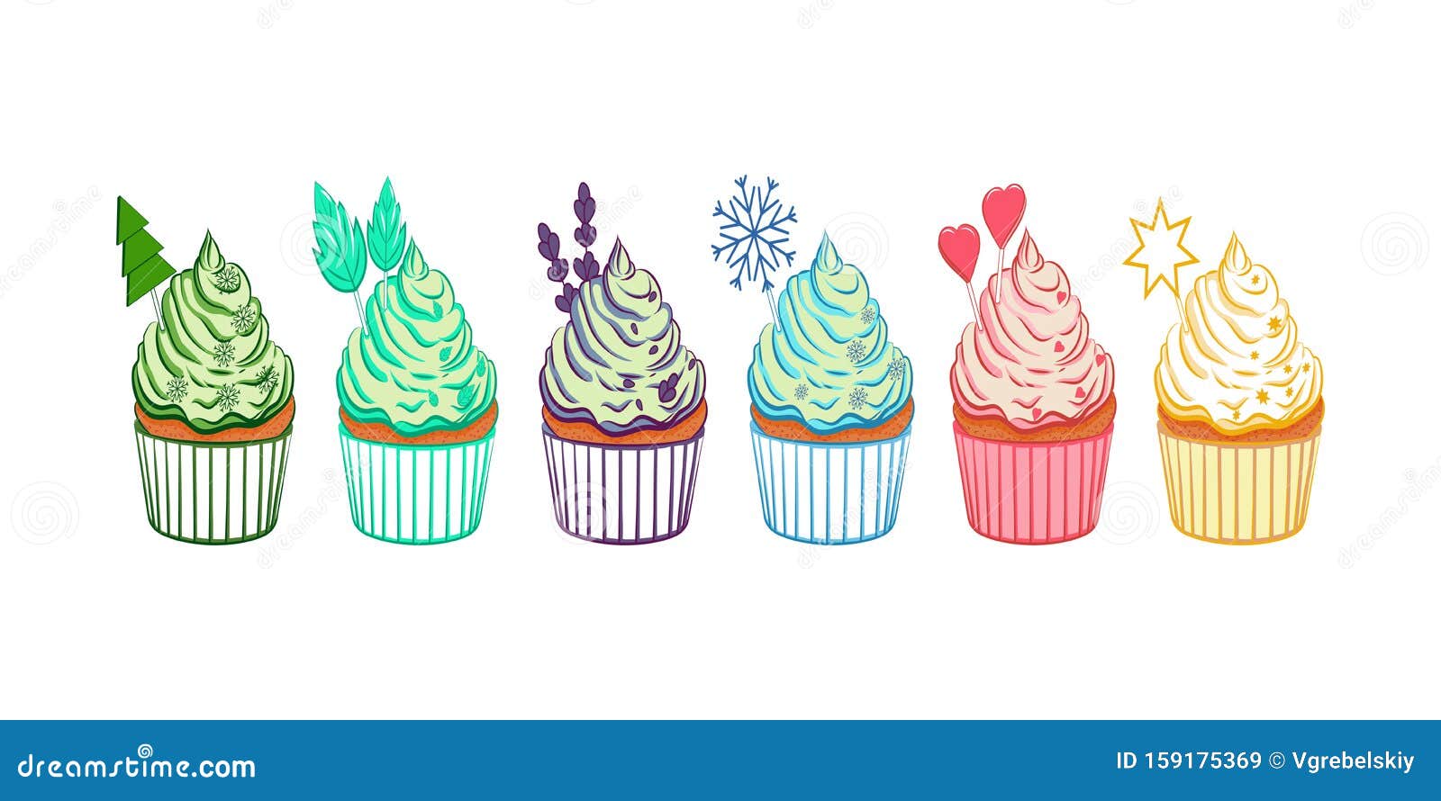 Juego de quequitos ilustración del vector. Ilustración de torta - 159175369