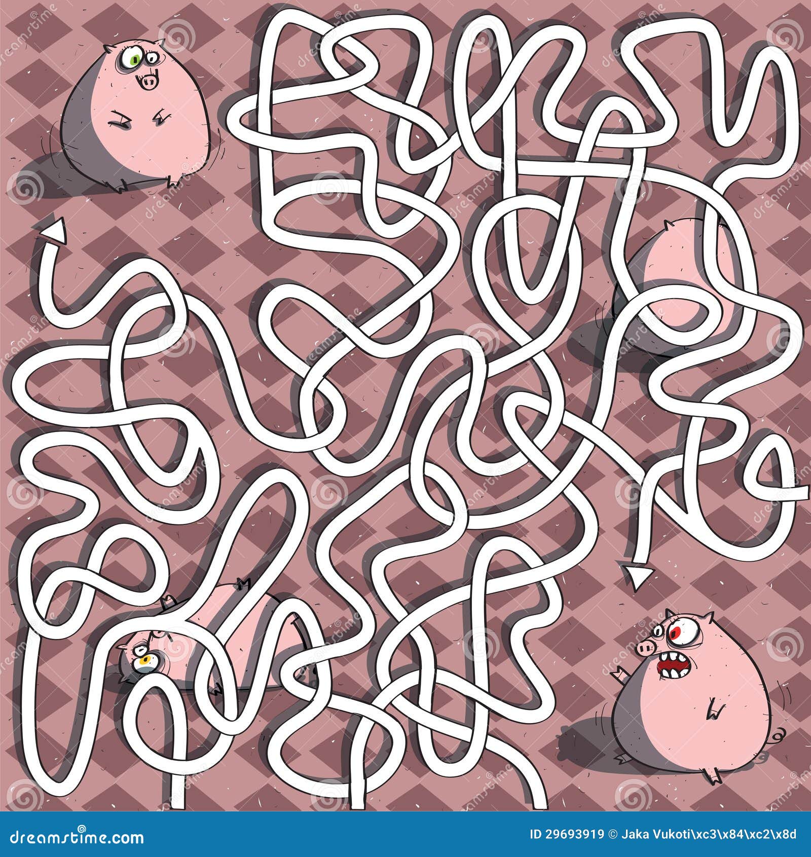 Juego Del Laberinto De Los Cerdos Ilustración del Vector - Ilustración ...