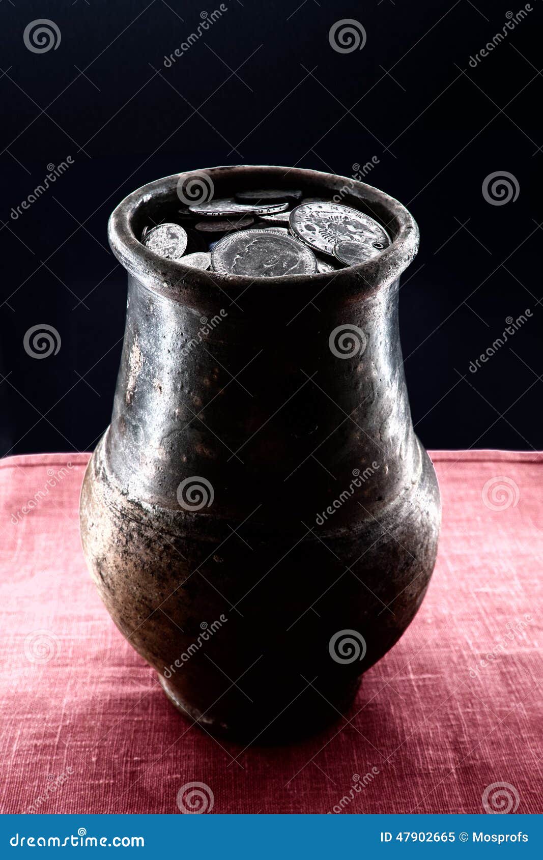 Jug with coins stock image. Image of clay, wealth, coins - 47902665