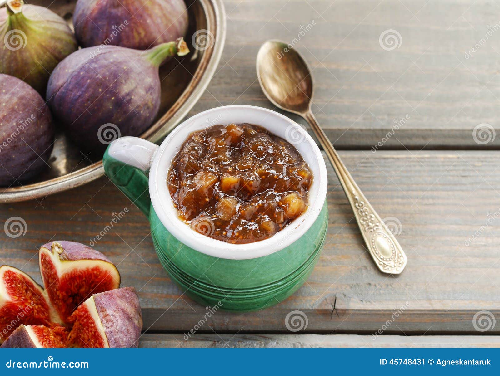 Jug of Fig Jam and Bowl of Fresh Figs Stock Image - Image of nutrition ...