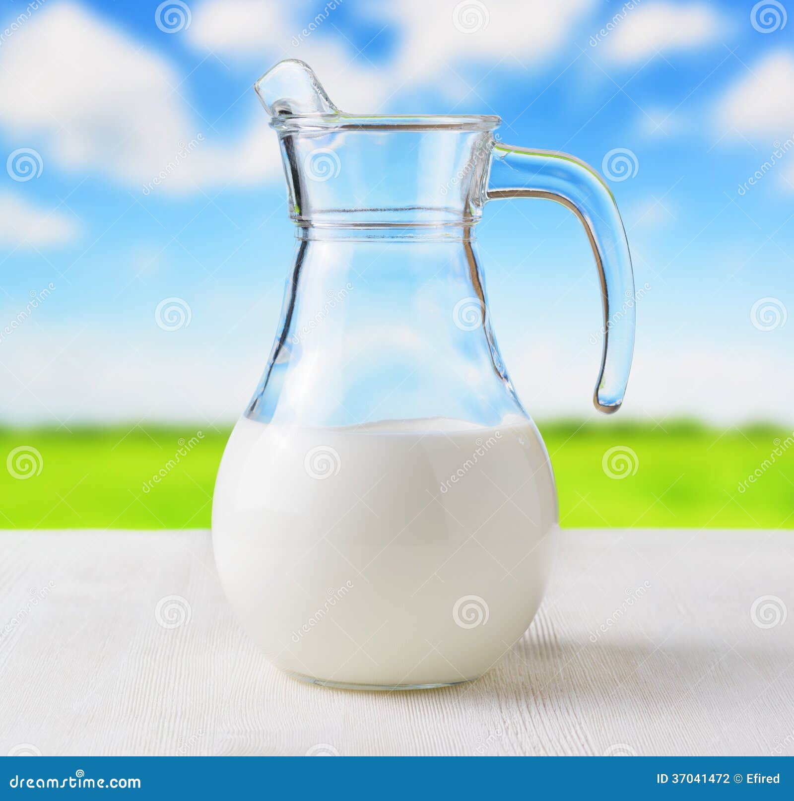 Jug Milk Meadow Background Half Full Pitcher Stock Photos - Free ...