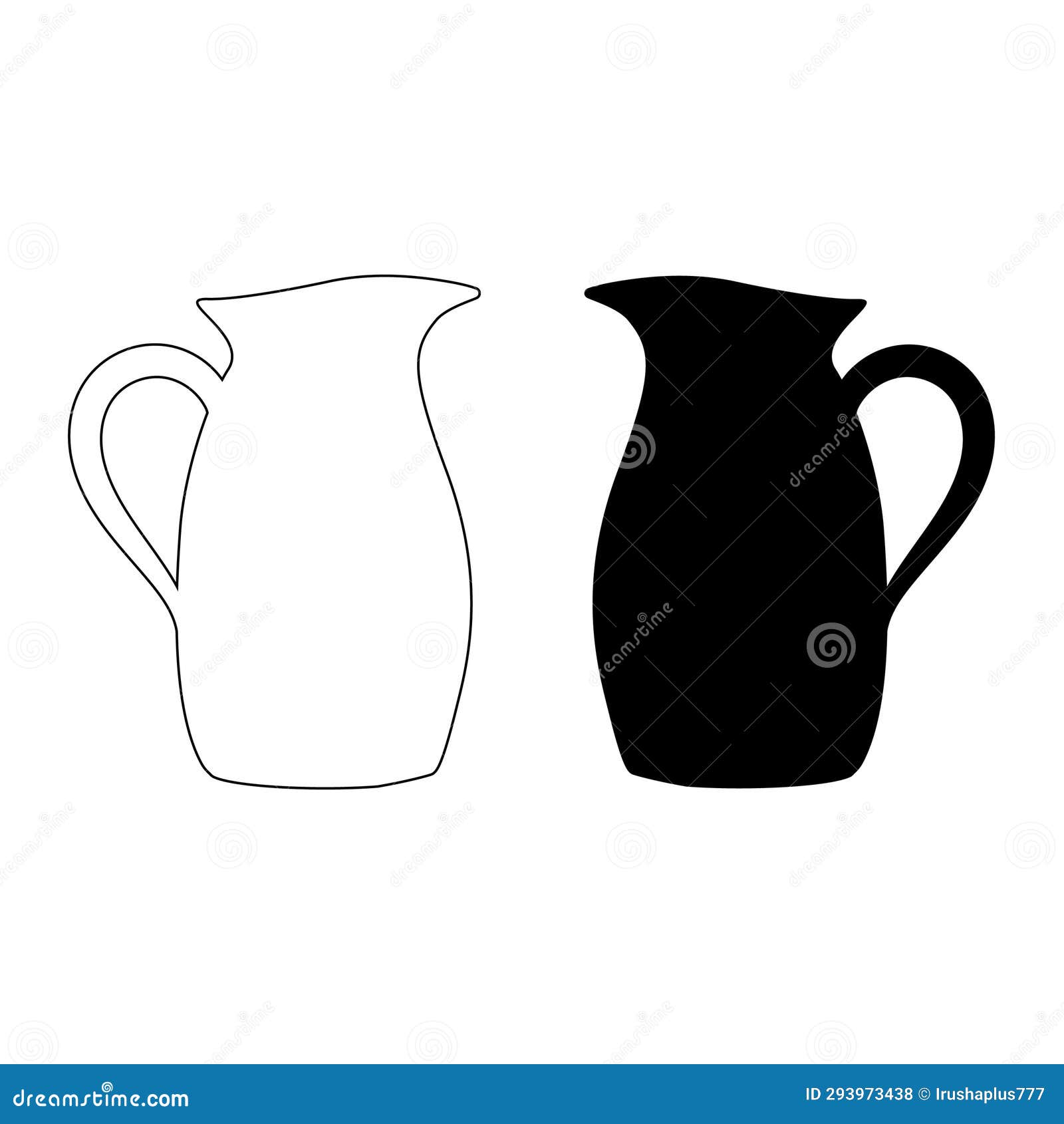 Jug in a Simple Shape with a Silhouette and Outline Stock Vector ...