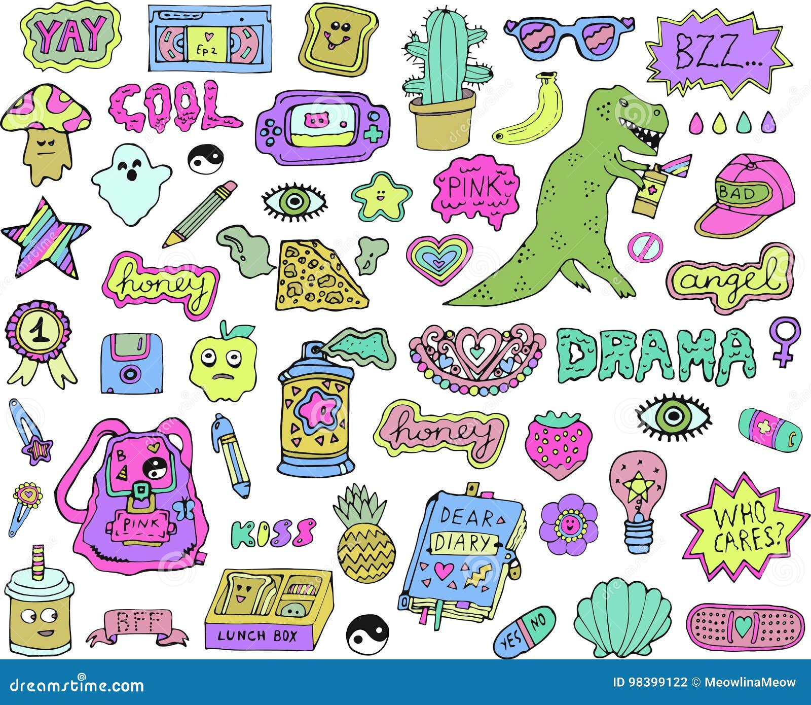 Jugendlich Aufkleber Eingestellt Vektor Abbildung - Illustration von ...