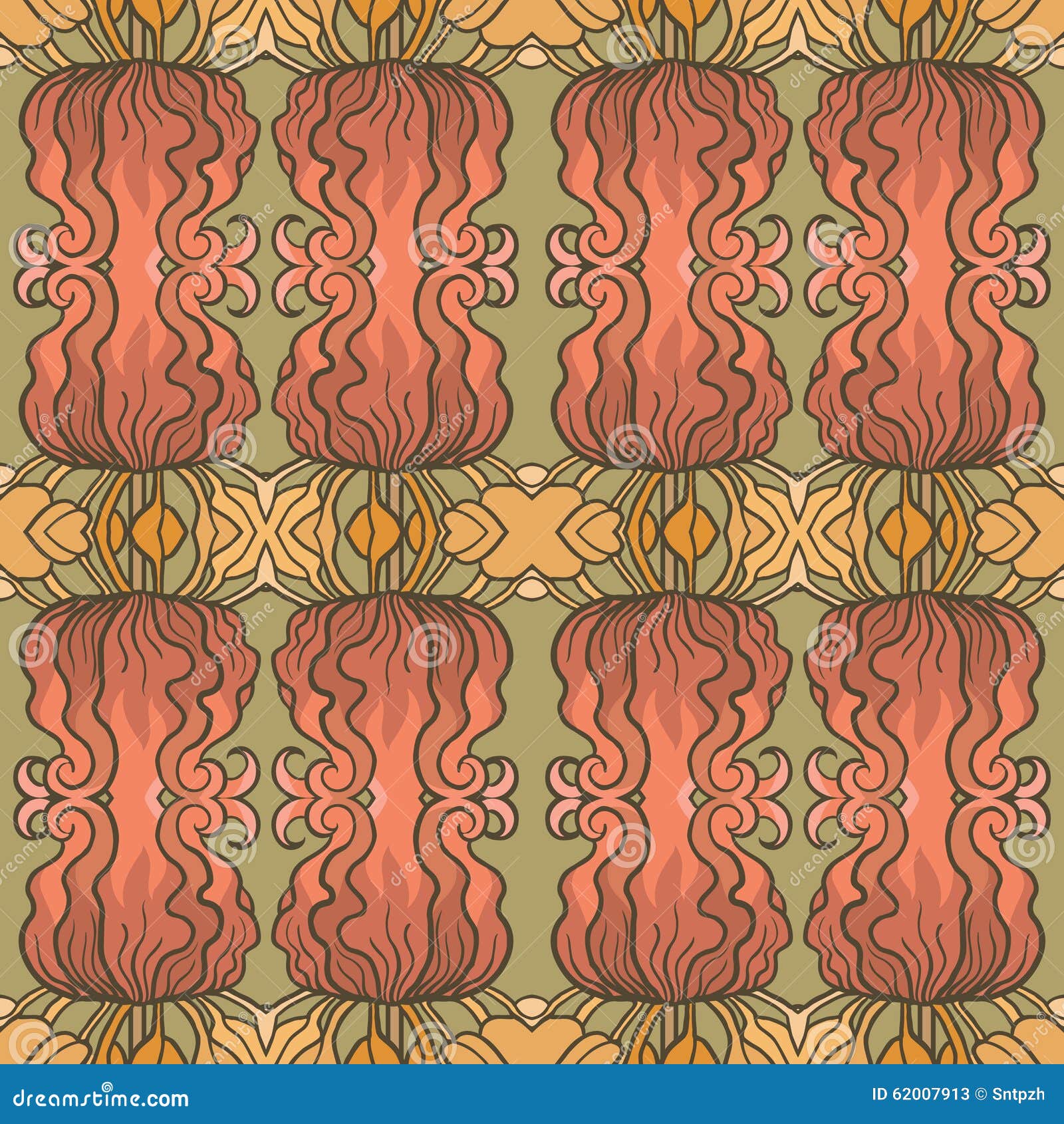 Jugendstilmuster Mit Blumen Vektor Abbildung - Illustration von gewebe ...