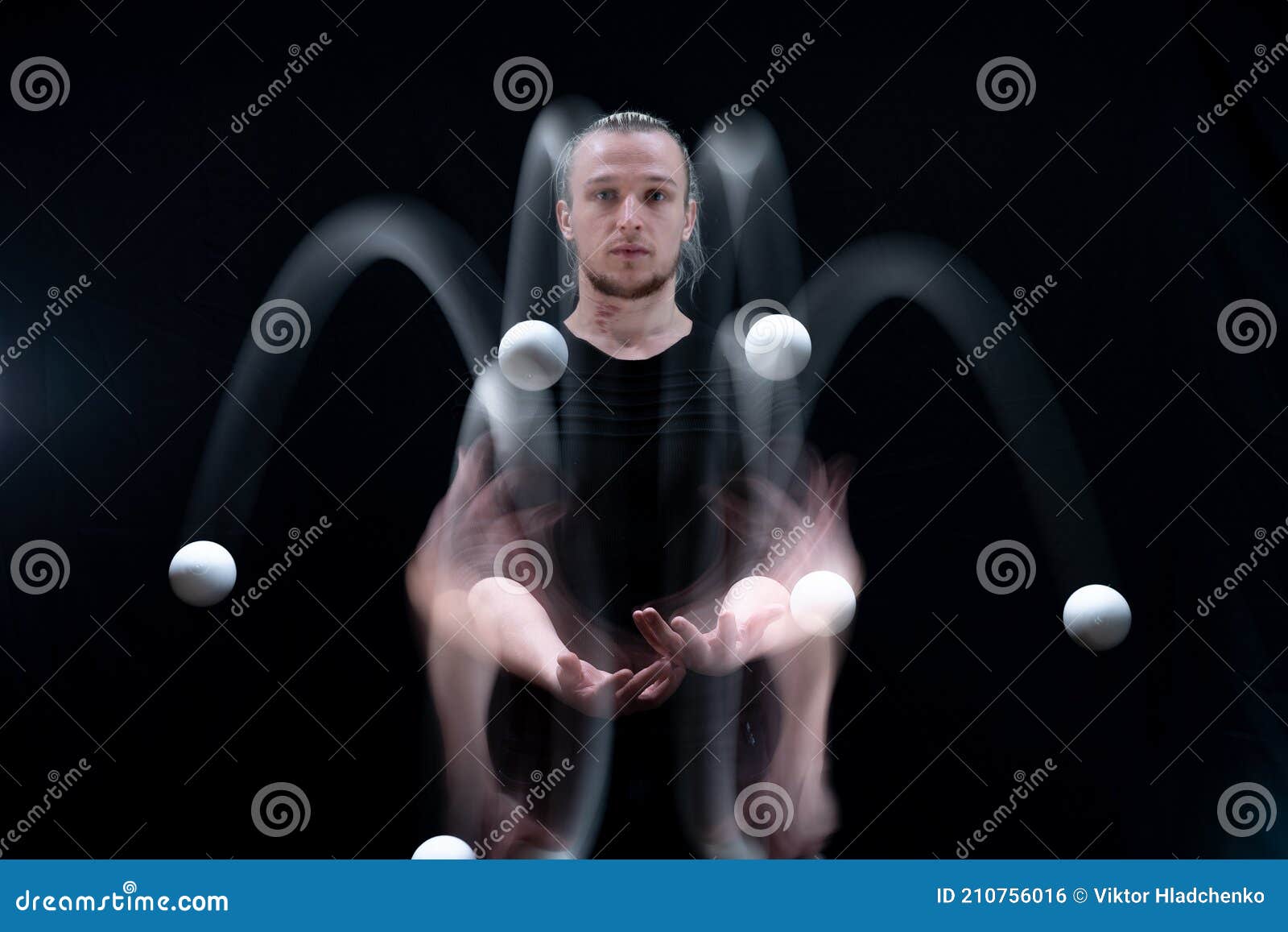 Juggler Throws Balls in Motion and Smoothed White Lines. Isolated on ...
