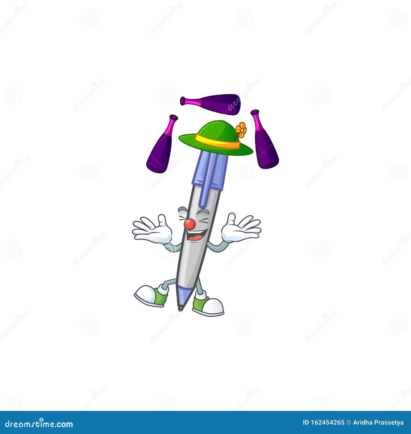 Juggling Blue Ballpoint for the Notes Writing. Stock Vector ...