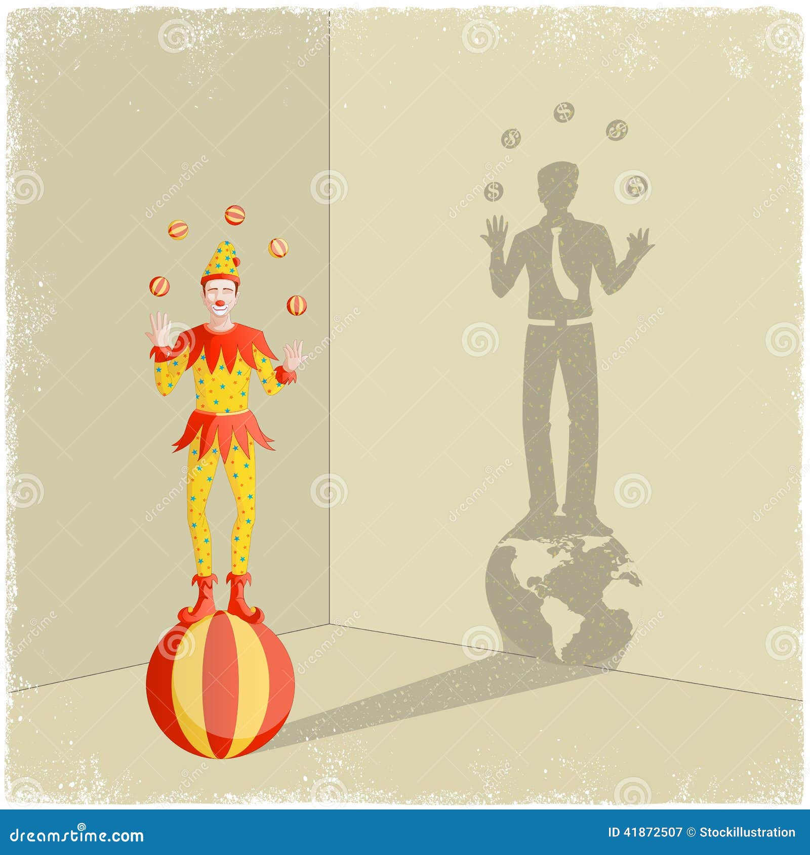 Juggling Clown Casting Shadow of Businessman Stock Vector ...