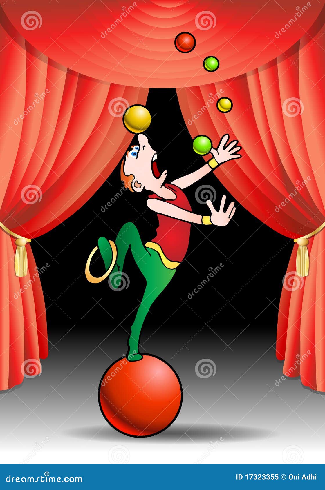 Juggling with Color Balls Acrobat Performer Stock Illustration ...
