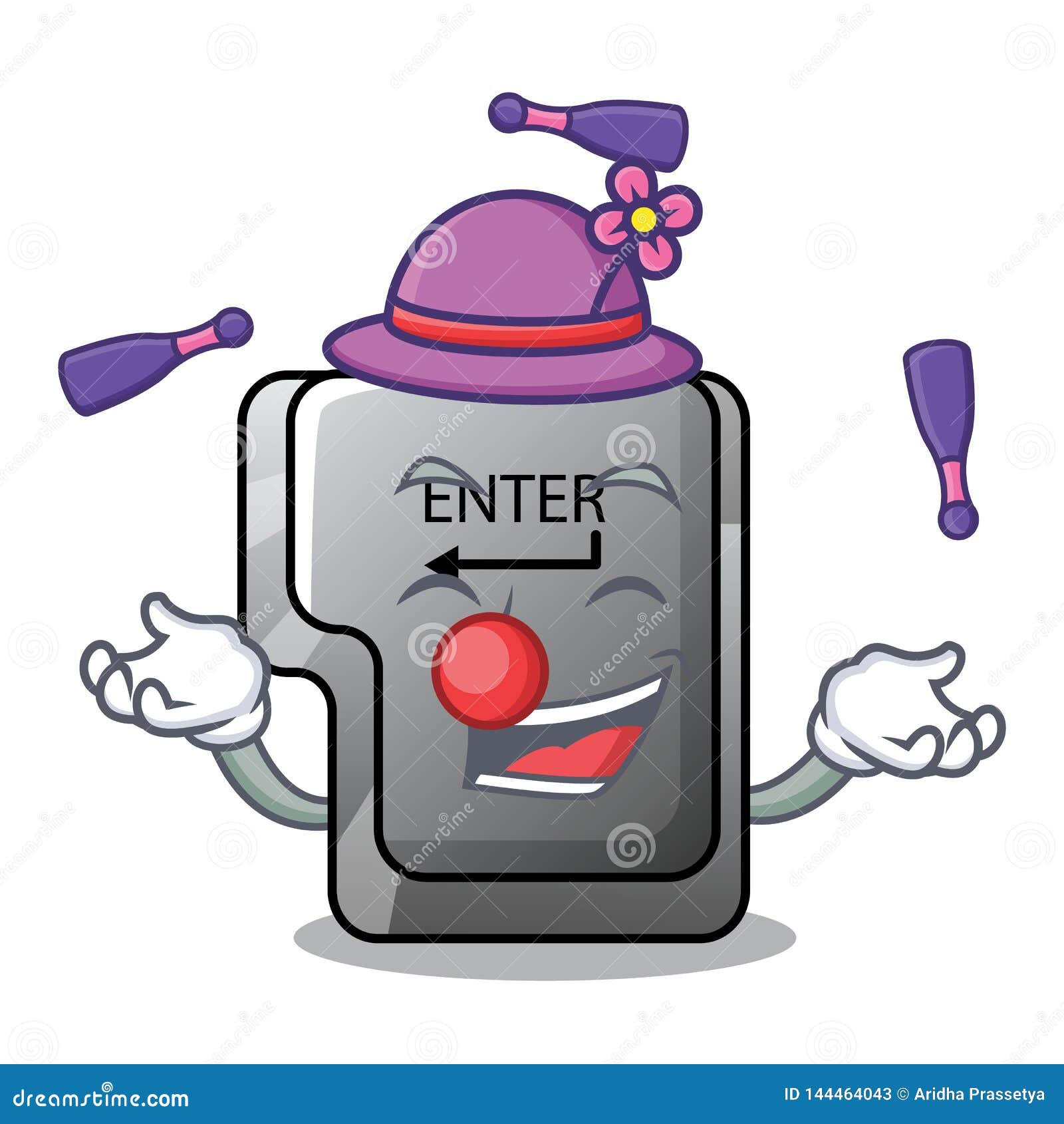 Juggling Enter Button Installed on Computer Cartoon Stock Vector ...