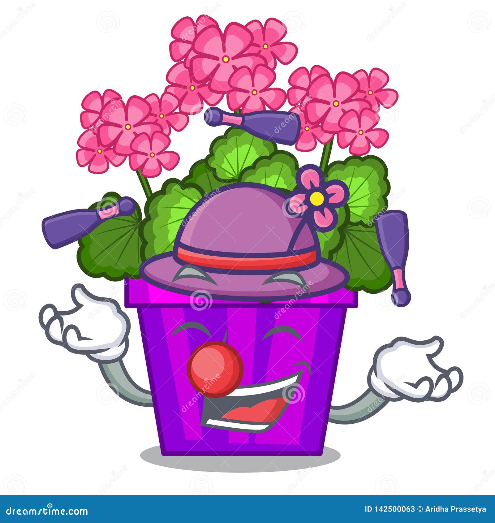 Juggling Geranium Flowers in the Cartoon Shape Stock Vector ...