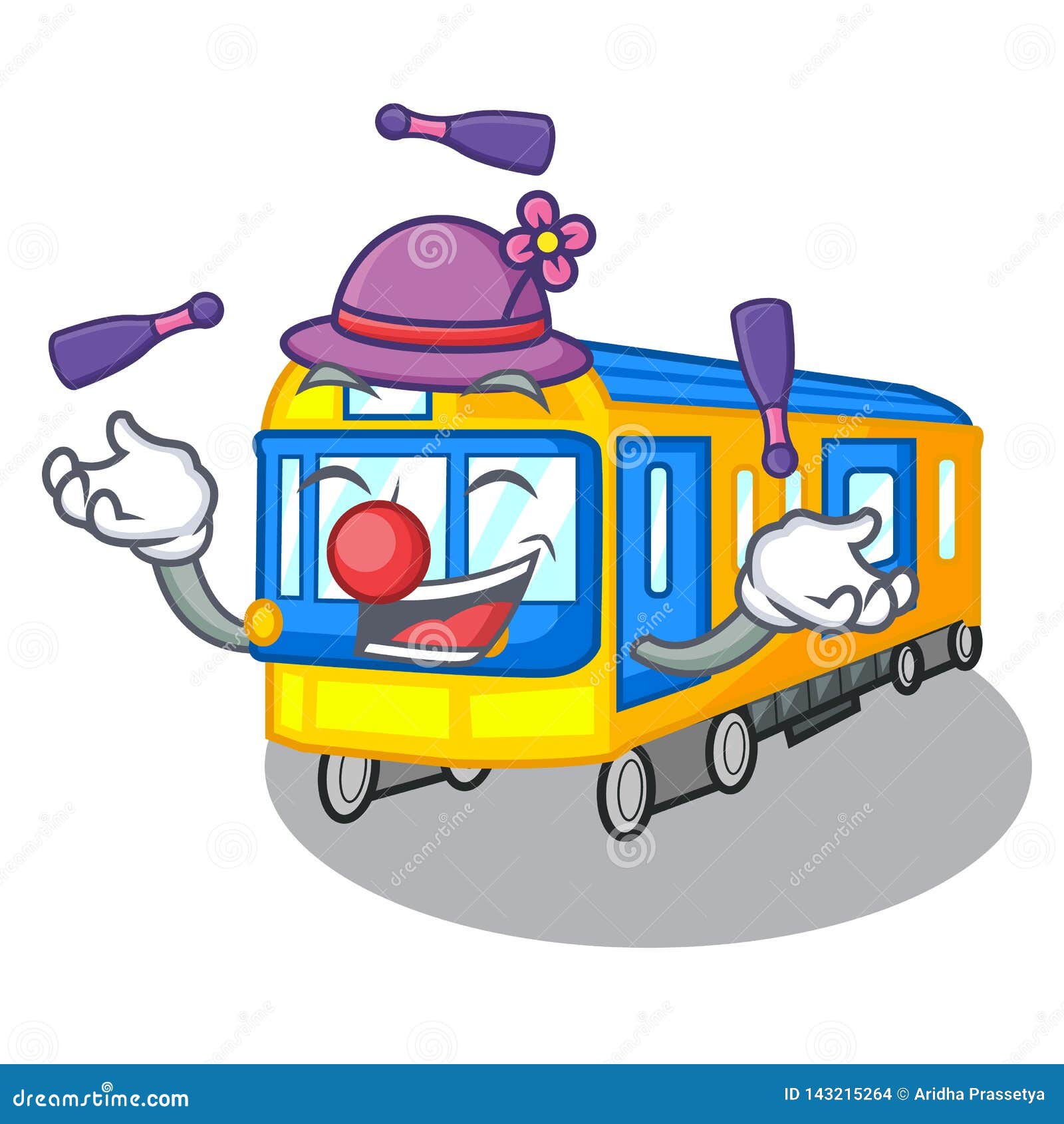 Juggling Miniature Subway Train Cartoon Above Table Stock Vector ...