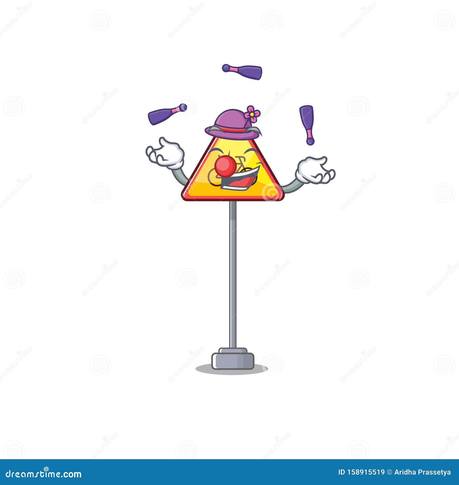 Juggling No Cycling Cartoon on a Roadside Stock Vector - Illustration ...