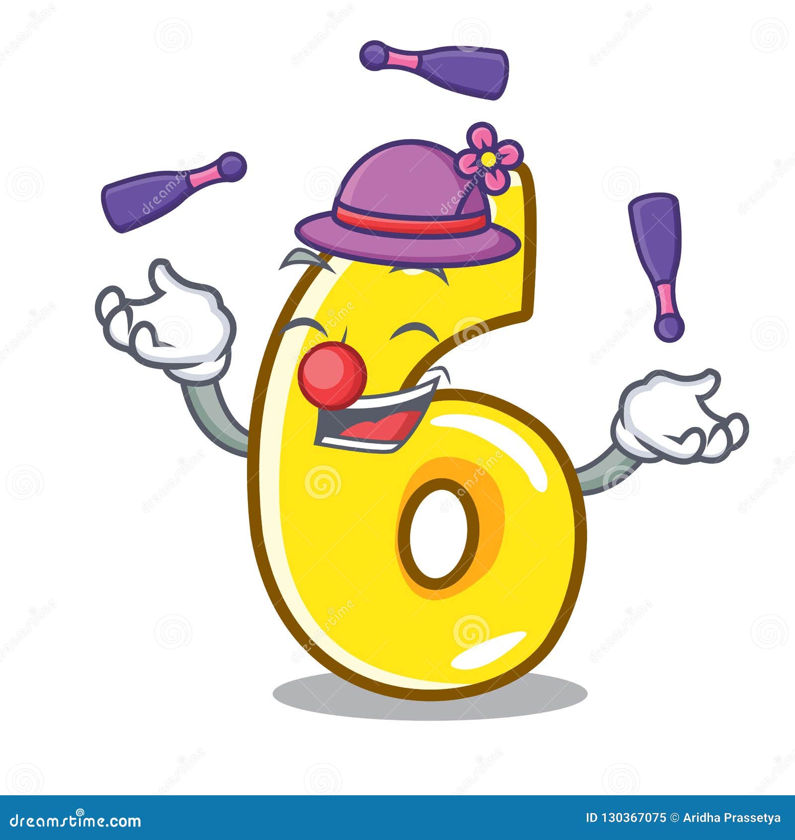 Juggling Number Six Isolated on the Mascot Stock Vector - Illustration ...