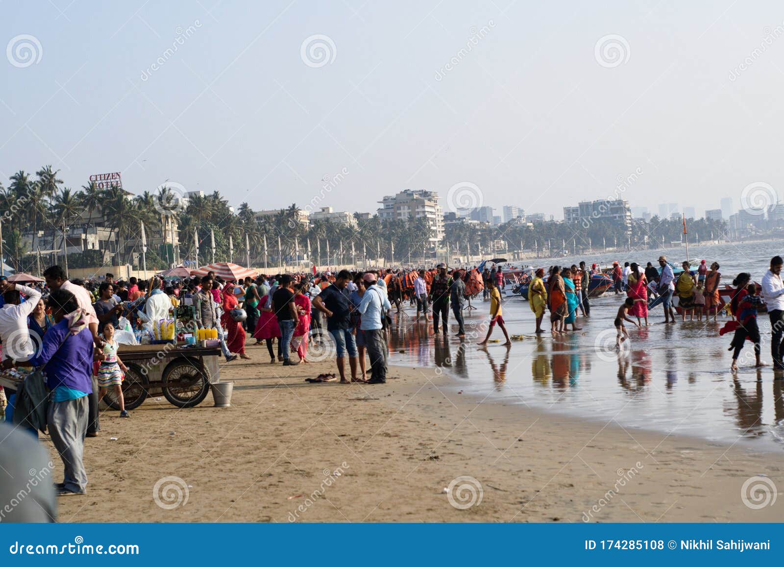 Juhu Beach in Mumbai Crowded during Day Time Editorial Stock Photo ...