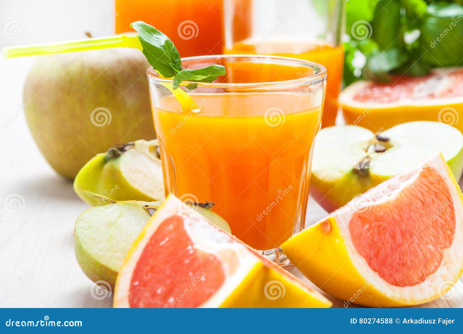 Juice of Apples and Red Grapefruit. Stock Photo - Image of healthy ...