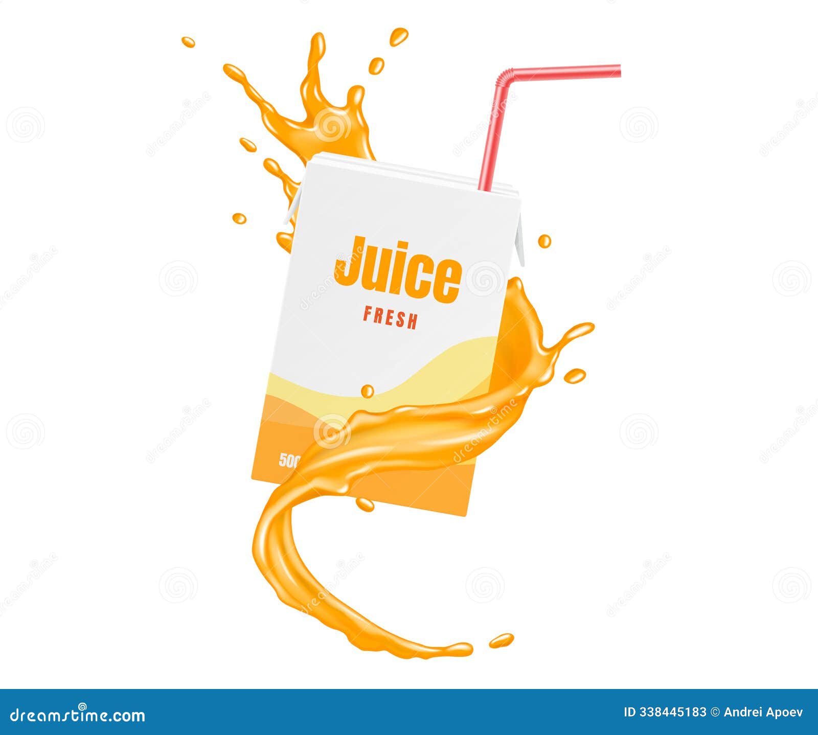 Juice Box with Straw in Orange Whirl Vector Illustration Stock ...