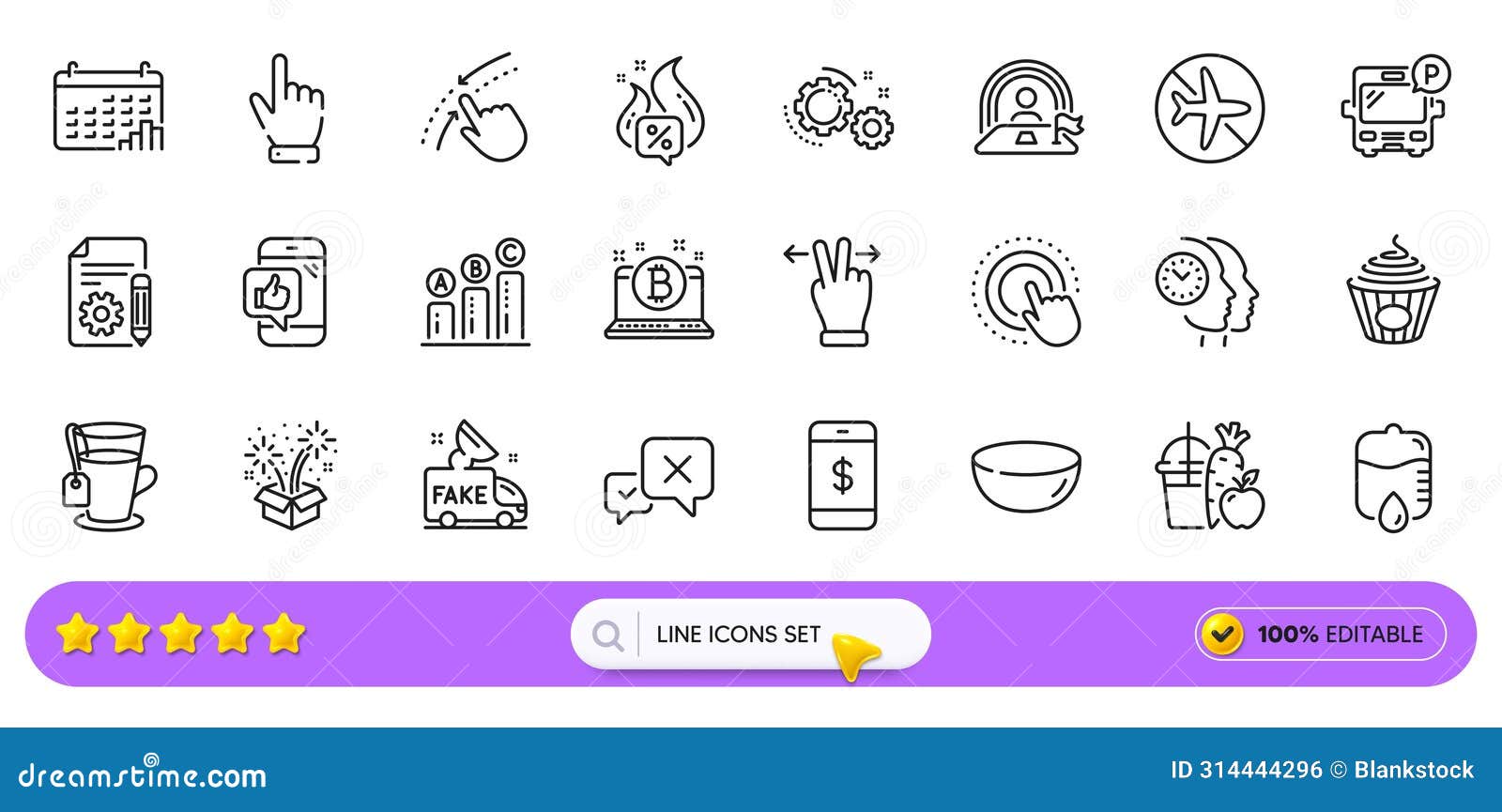 Juice, Documentation and Flight Mode Line Icons for Web App. Pictogram ...