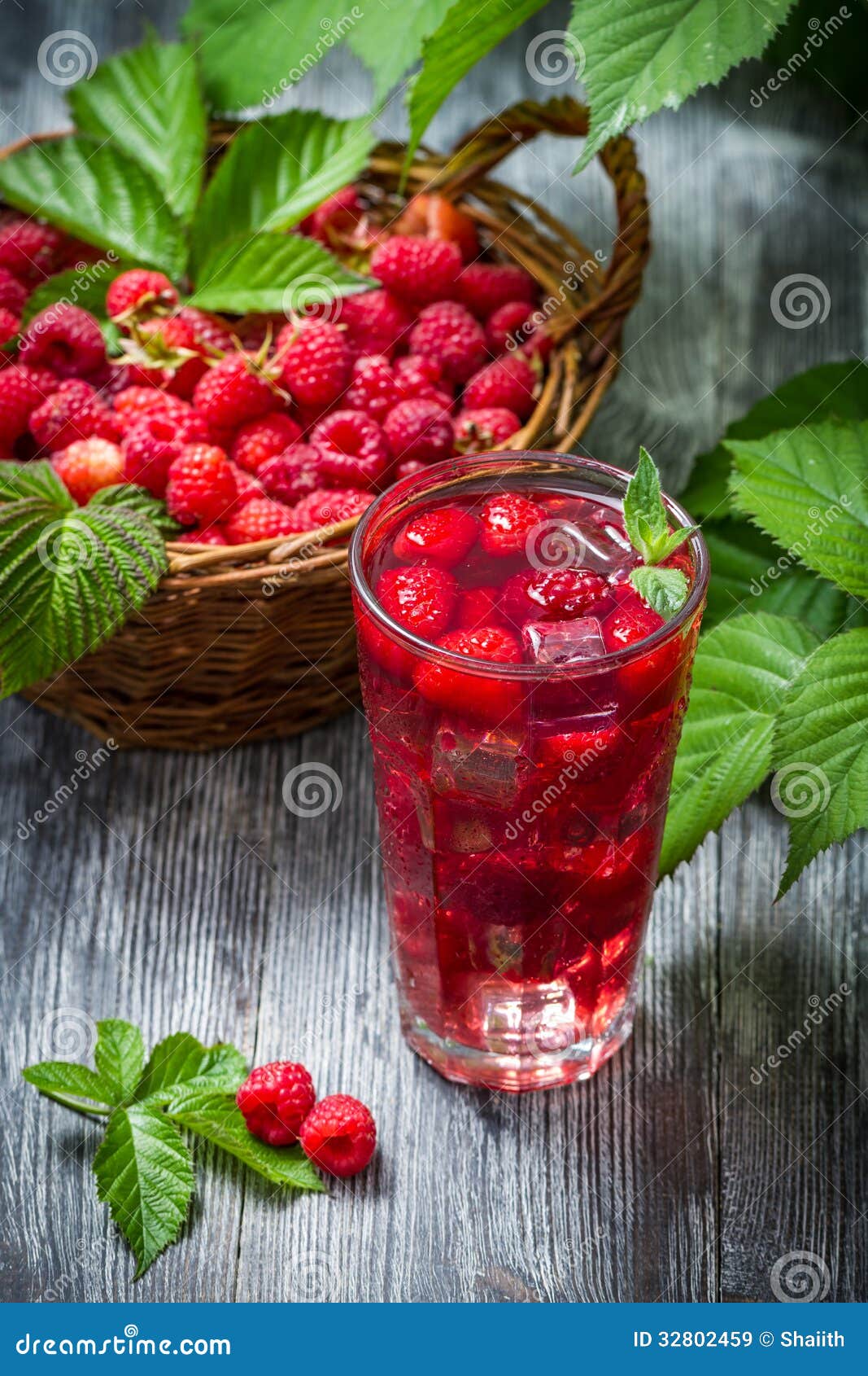 Juice from Freshly Harvested Raspberries with Ice Stock Image - Image ...