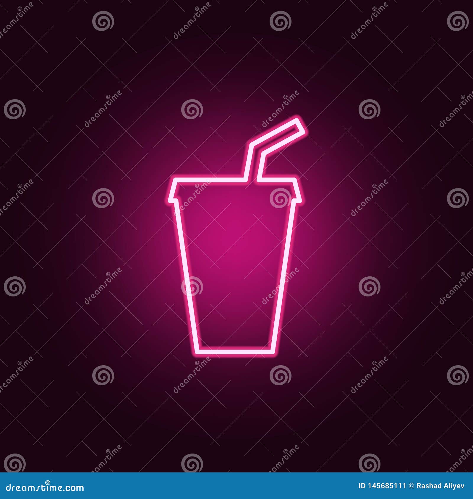 Juice in a Glass Icon. Elements of Web in Neon Style Icons Stock ...