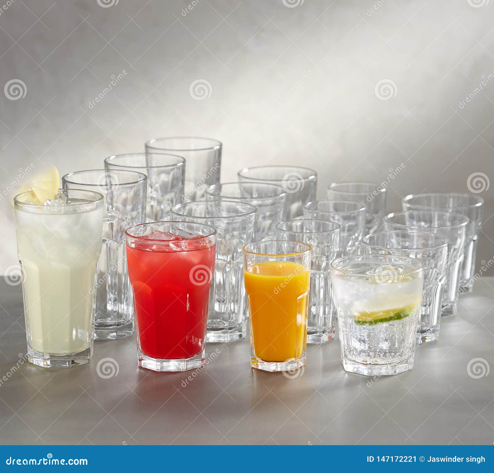 Juice Glasses Empty Red Juice White Juice And Rose Juice Stock Image Image Of Dinner