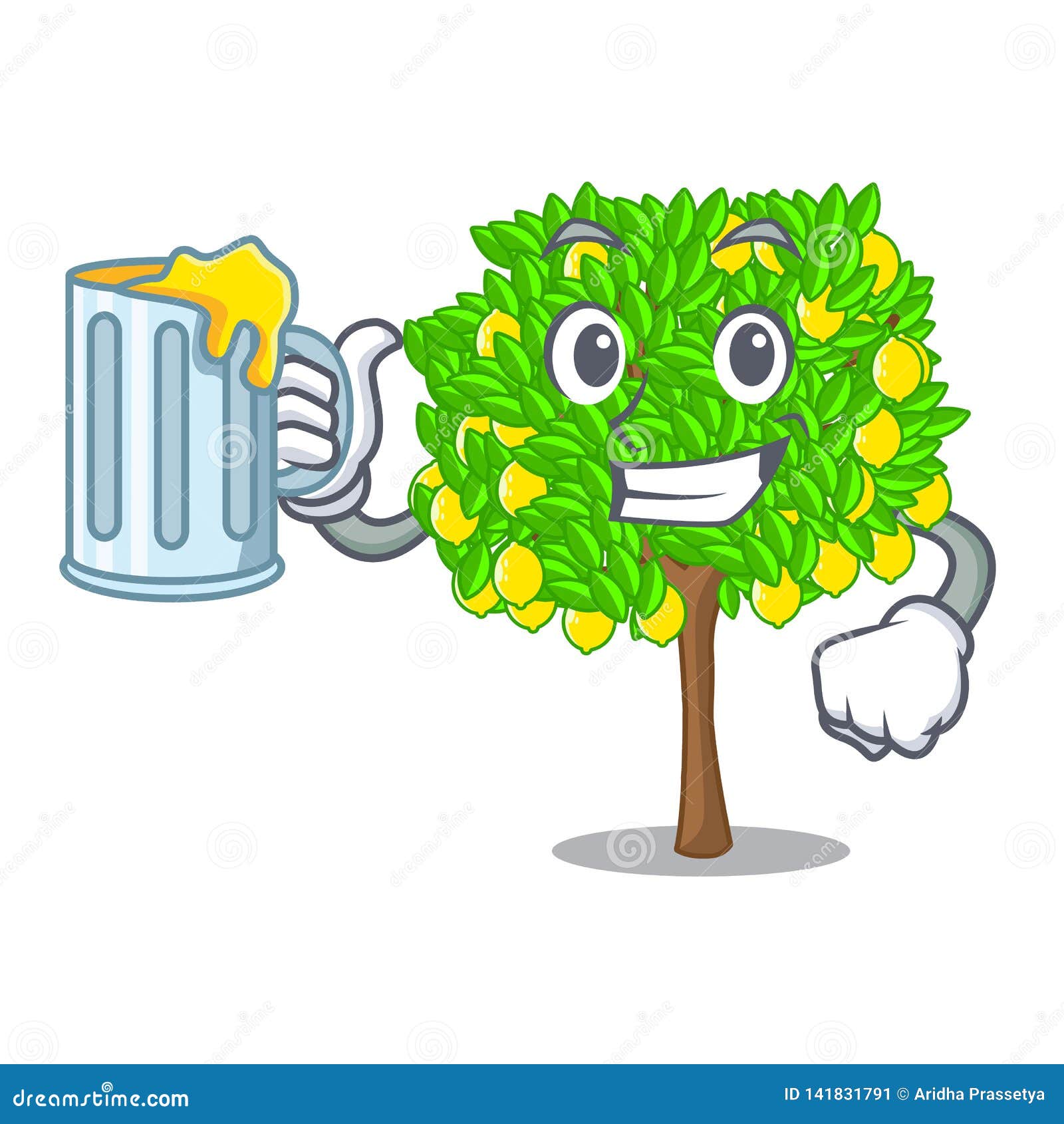 With Juice Lemon Tree Cartoon Next the House Stock Vector ...