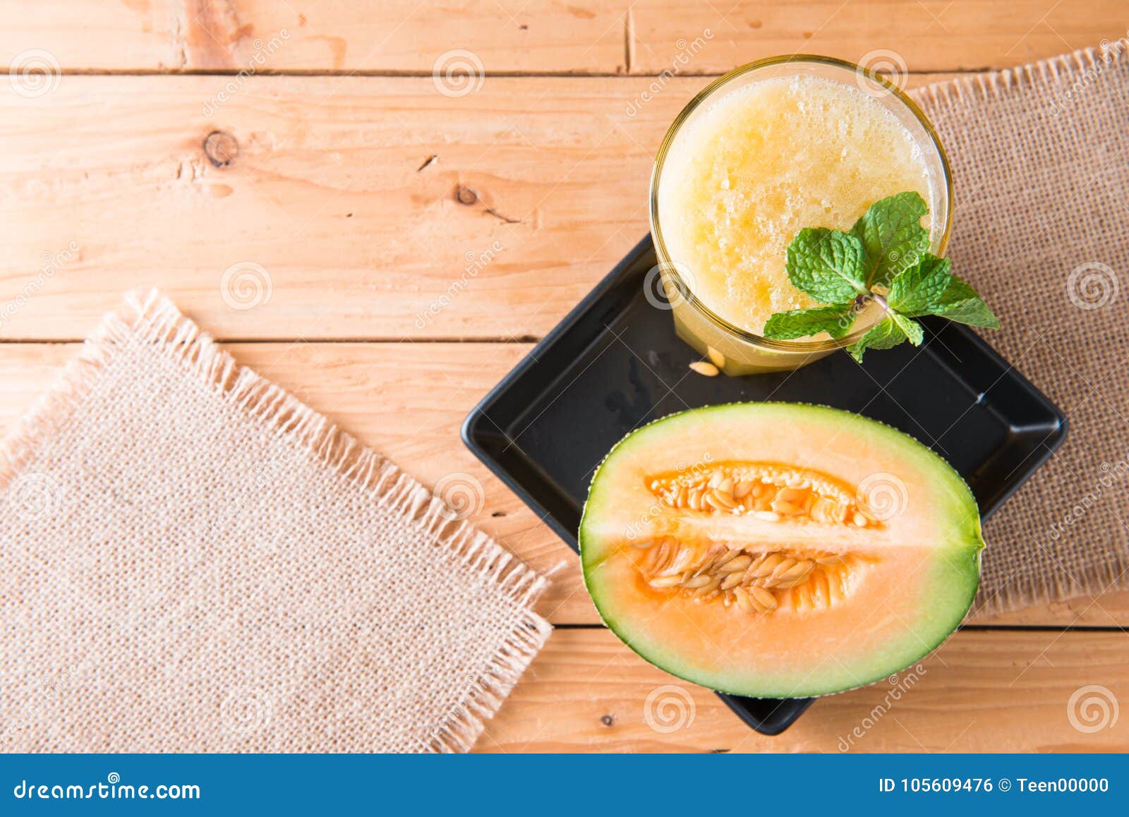 The Juice of Melon with Mint in a Glass on the Table. Stock Photo ...