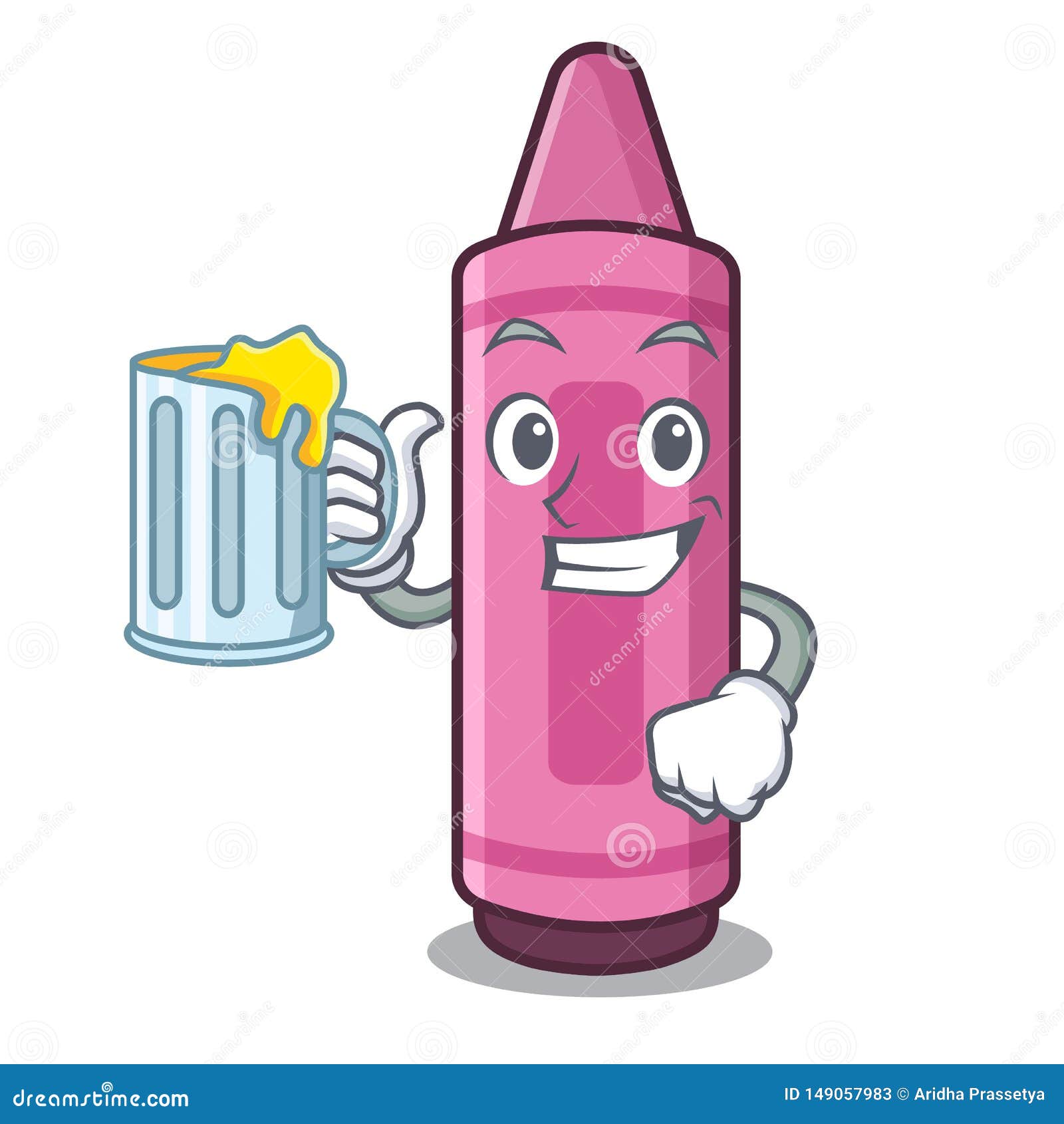 With Juice Pink Crayons in the Character Shape Stock Vector ...