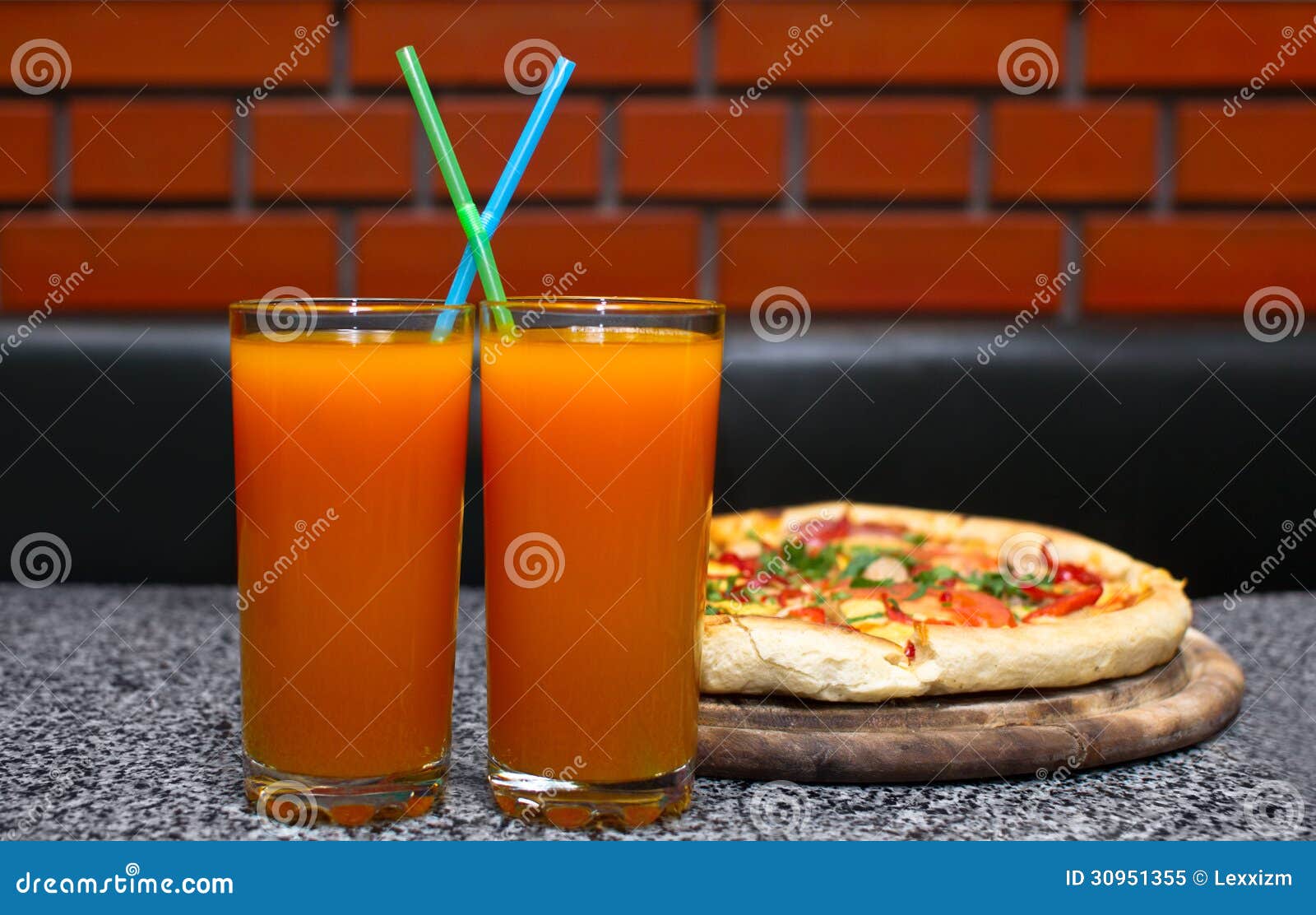Juice and pizza stock image. Image of salad, onion, fresh - 30951355