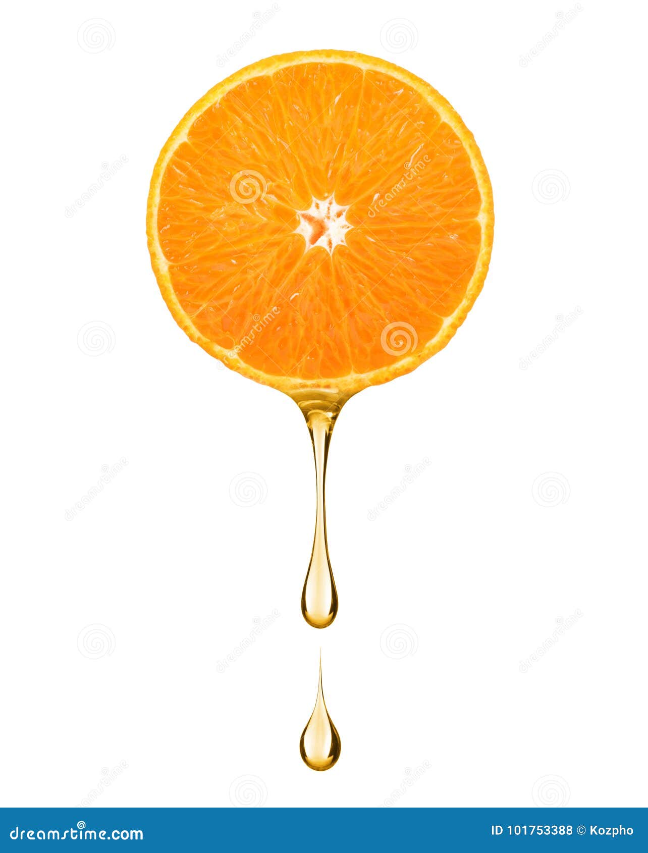 Juice in the Shape of Drop Flowing from a Slice of Orange Stock Photo ...