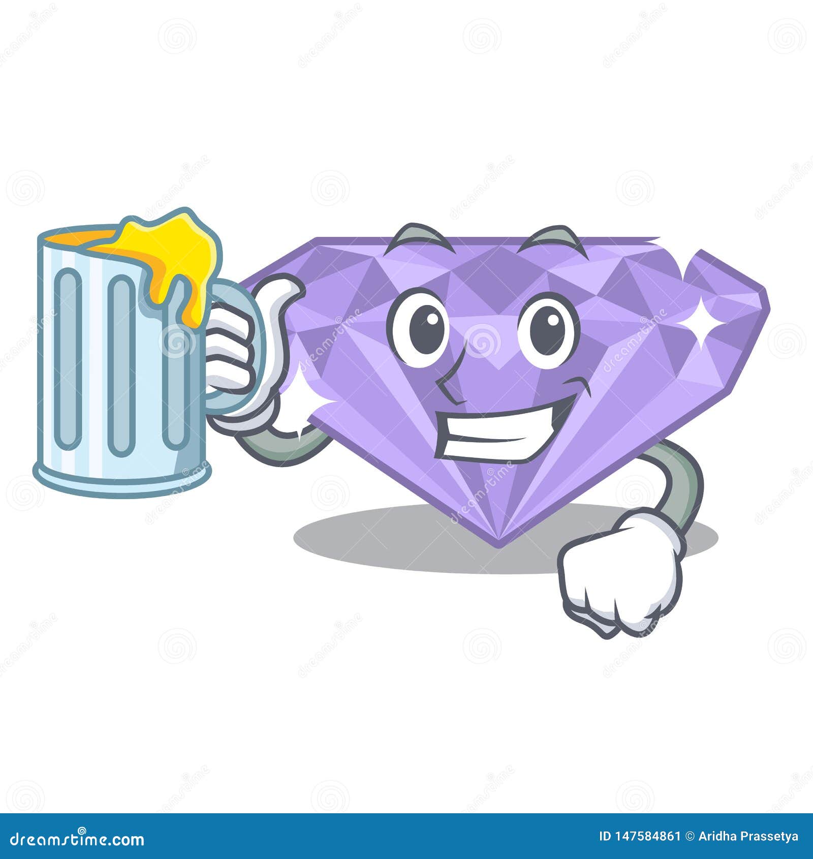 With Juice Violet Diamond in a Cartoon Bag Stock Vector - Illustration ...
