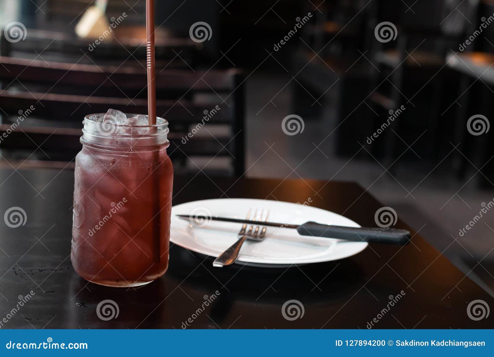 Juice with White Plate on Table Stock Photo - Image of delicious ...