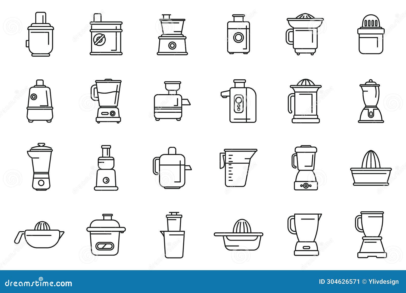 Juicer Icons Set Outline Vector. Food Kitchen Stock Illustration ...