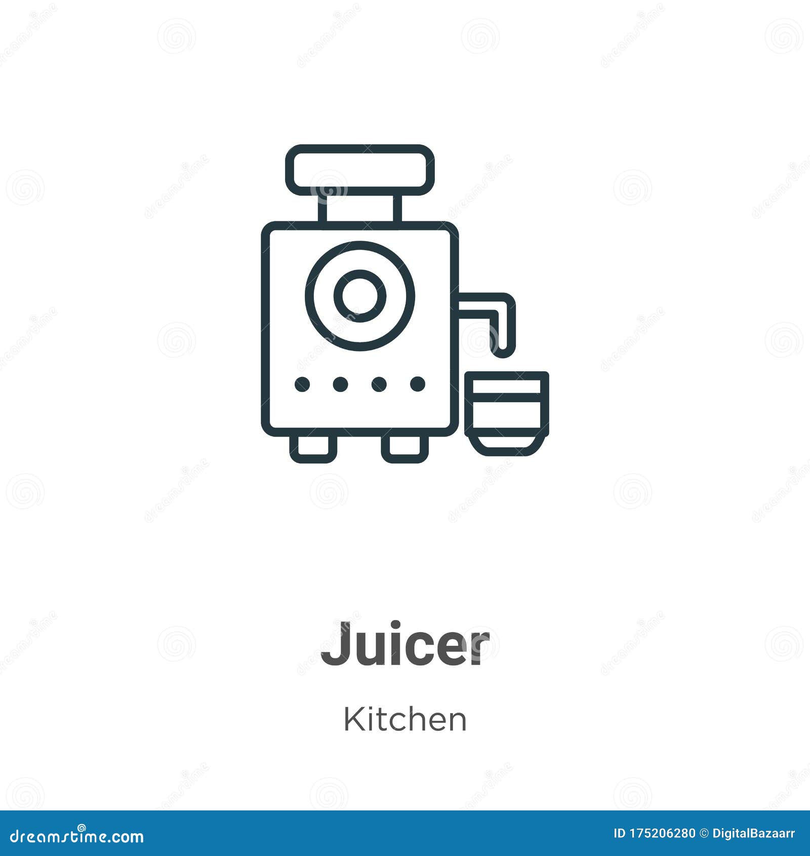 Juicer Outline Vector Icon. Thin Line Black Juicer Icon, Flat Vector Simple Element Illustration ...