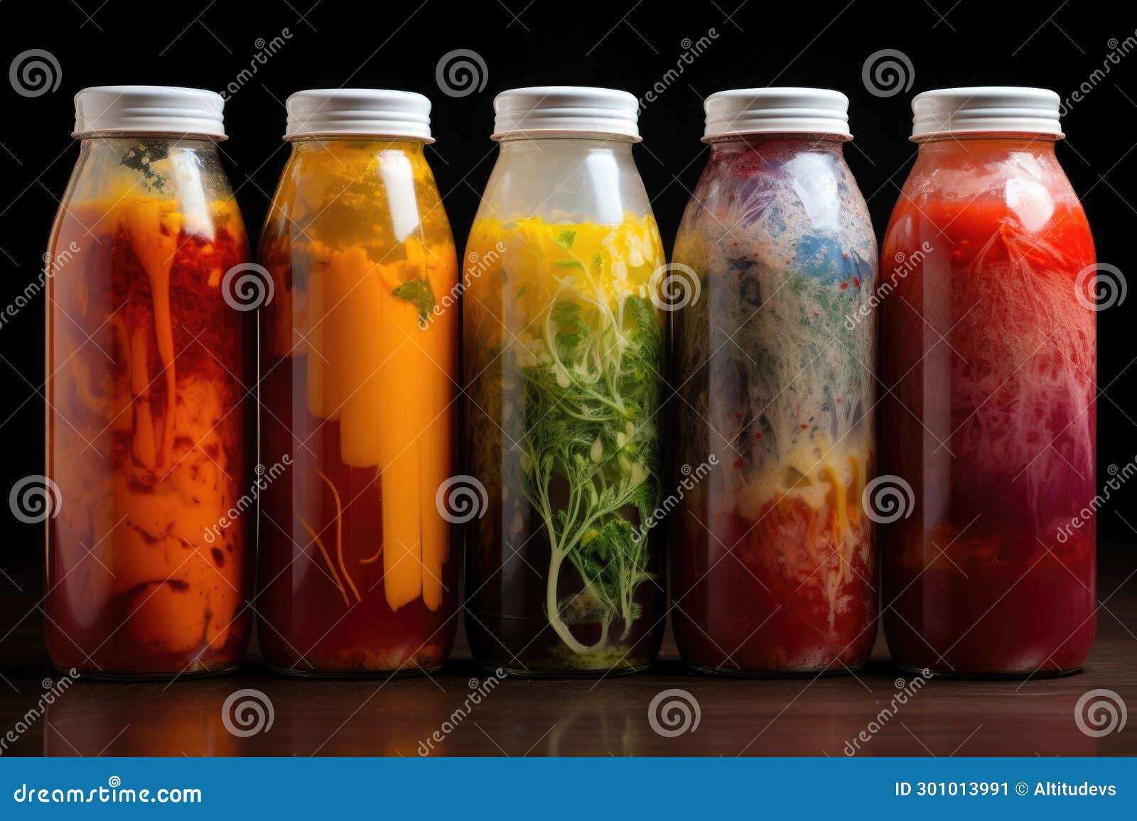 Juices in Various Stages of Packaging Process Stock Image - Image of ...