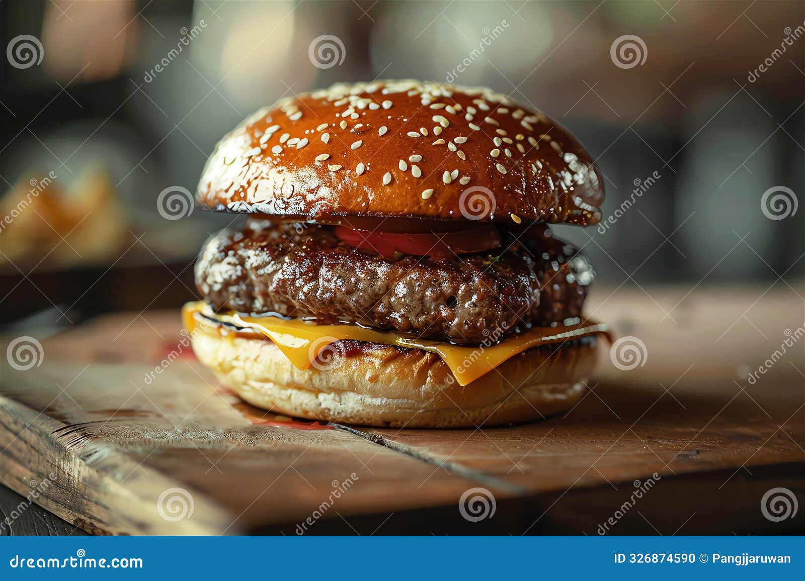 Juicy Beef Burger on a Sesame Seed Bun. Stock Illustration ...