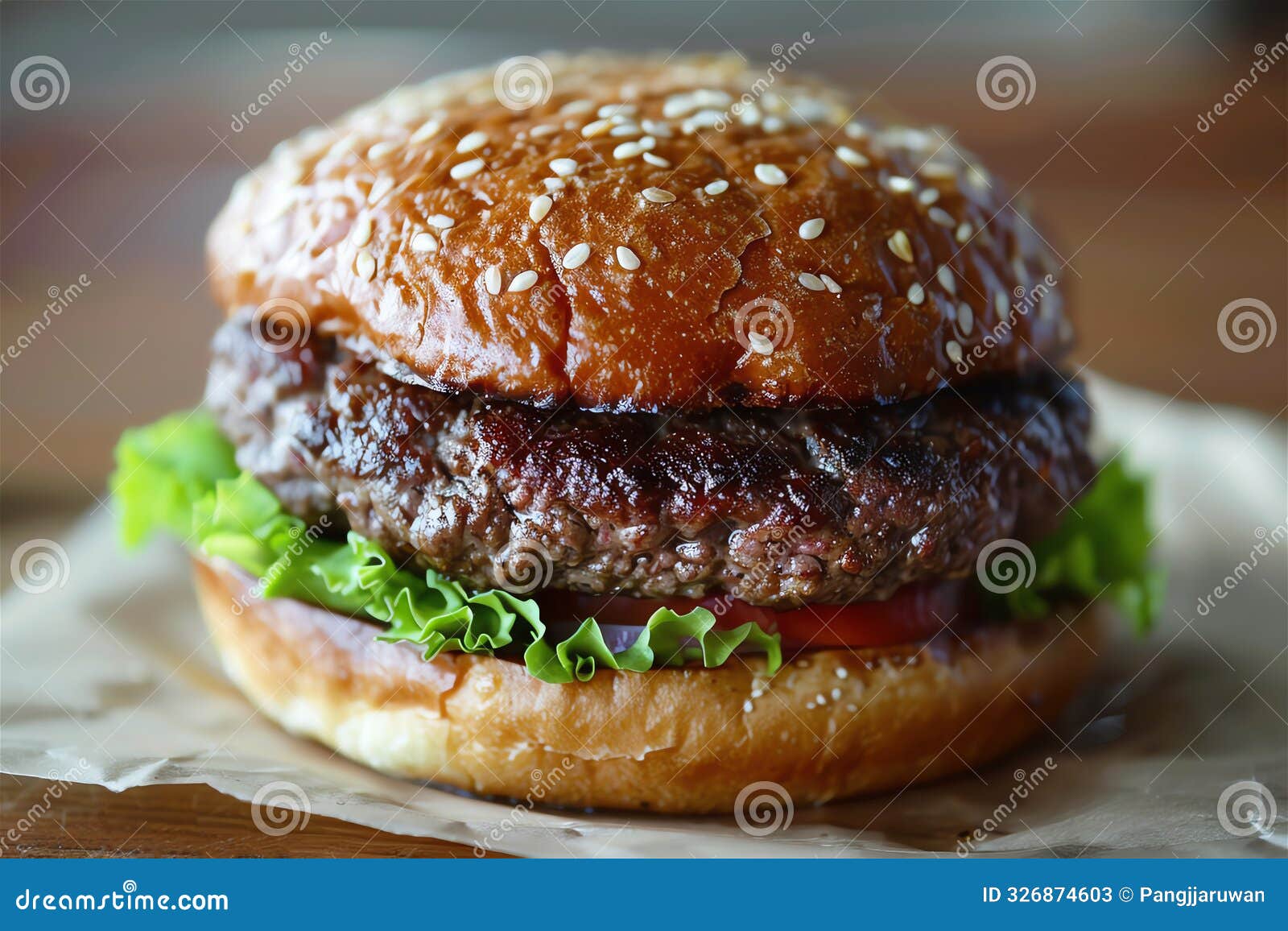 Juicy Beef Burger on a Sesame Seed Bun. Stock Illustration ...