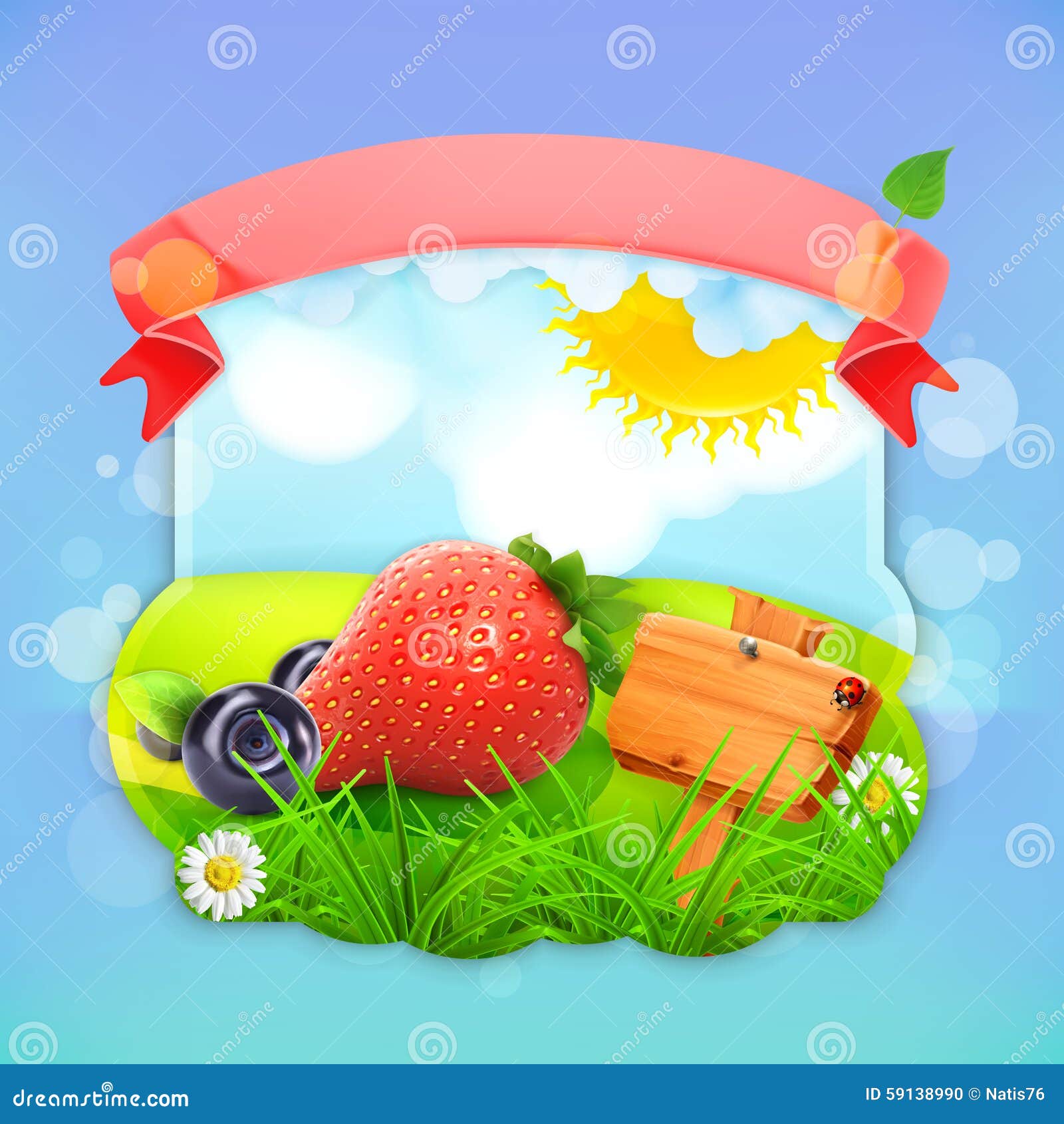 Juicy berries label design stock vector. Illustration of nature - 59138990