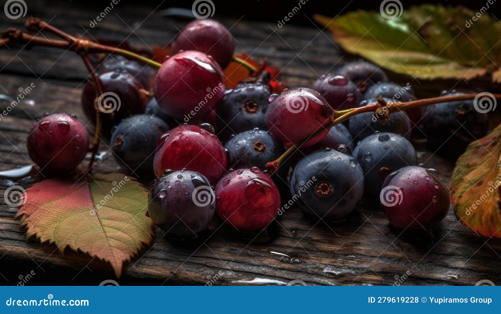 Juicy Berry Bunch on Rustic Wood Table, Perfect Healthy Snack Generated ...