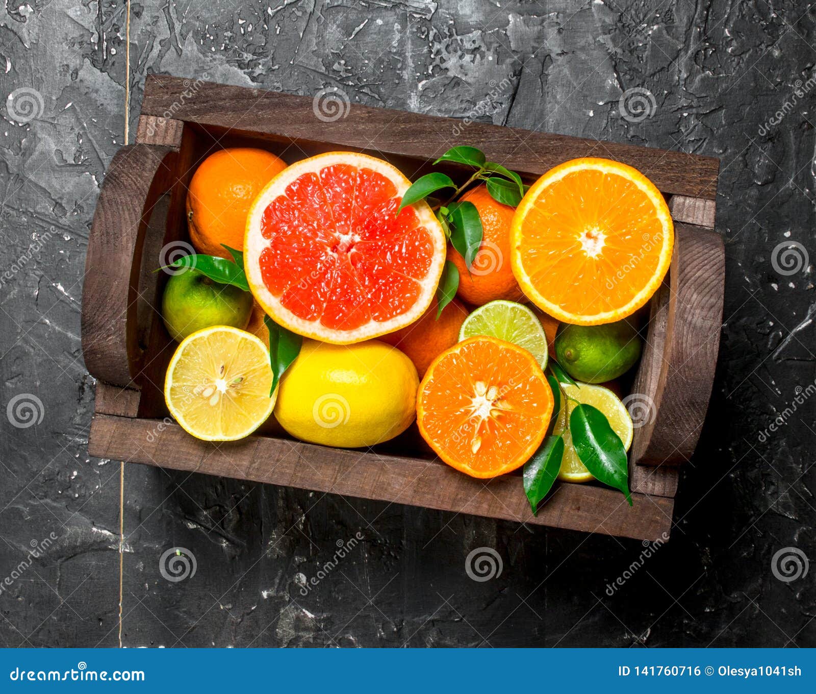 Juicy Citrus in a Wooden Box Stock Photo - Image of freshness, food ...