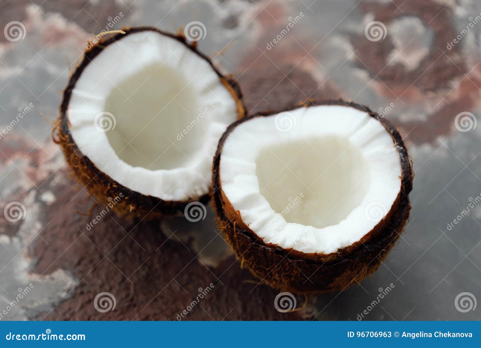Juicy Coconut in Two Halves with Pulp Stock Image - Image of food ...