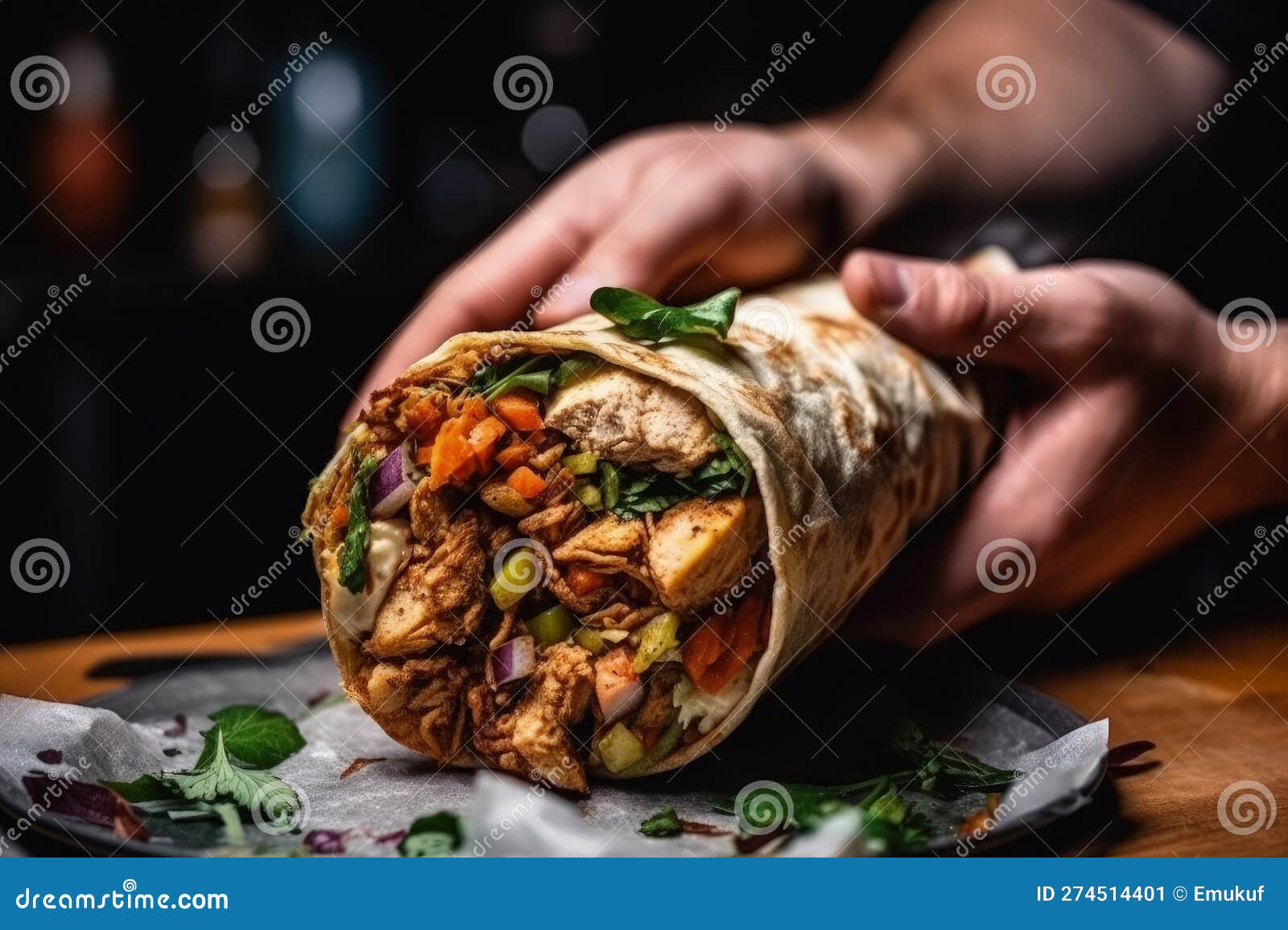 Juicy Cooked Shawarma in Hand Generative Ai Stock Illustration ...