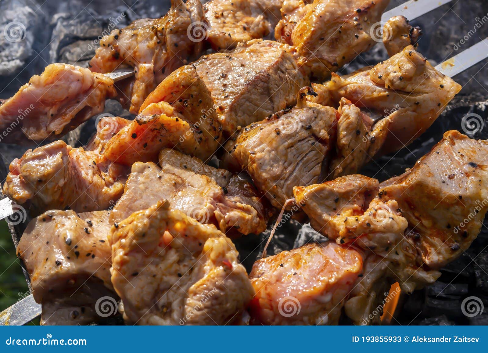 Juicy, Fragrant Kebab- Roasted on Fire Over the Grill Stock Image ...